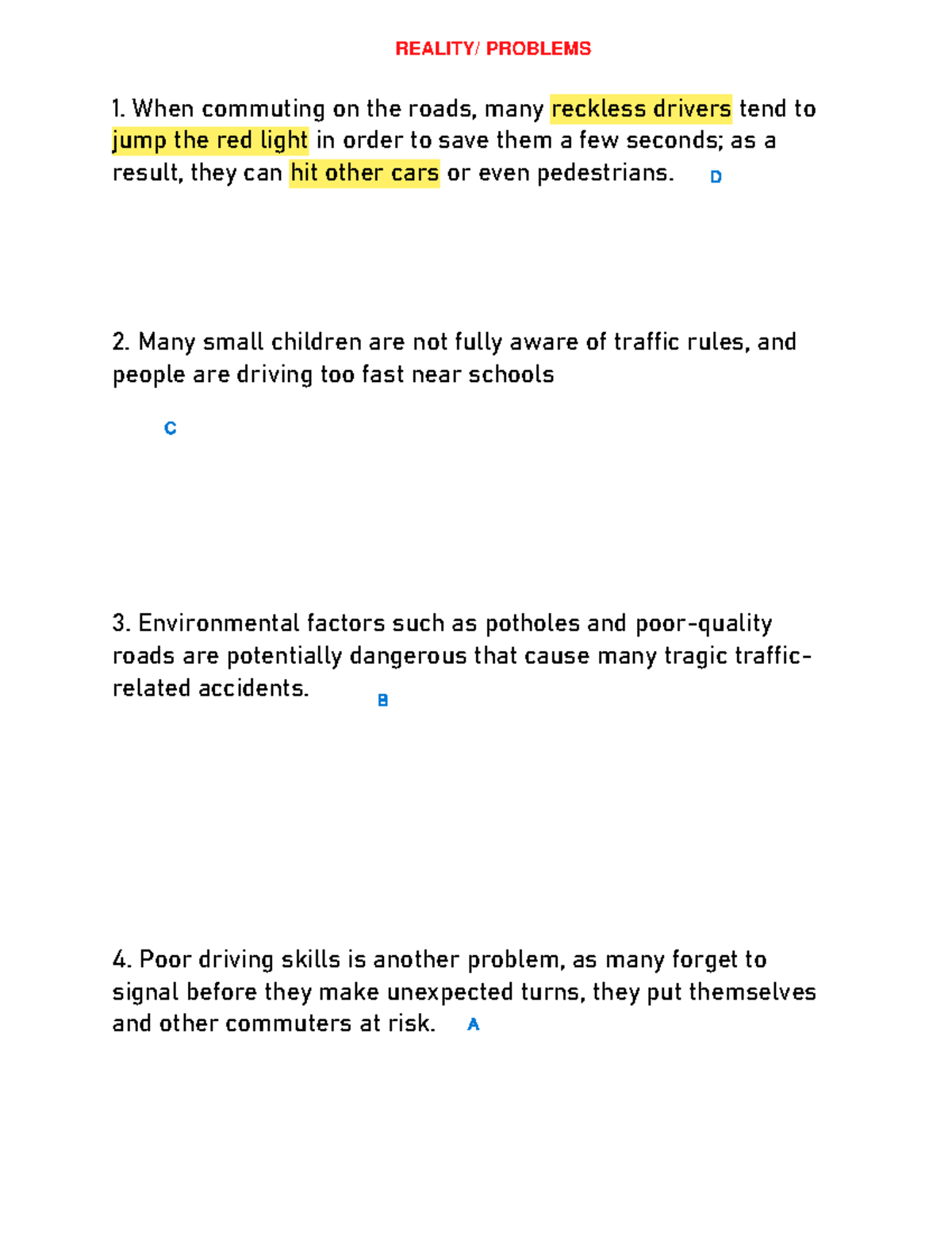 Traffic Safety Issues: Reckless Driving & Environmental Hazards - Studocu