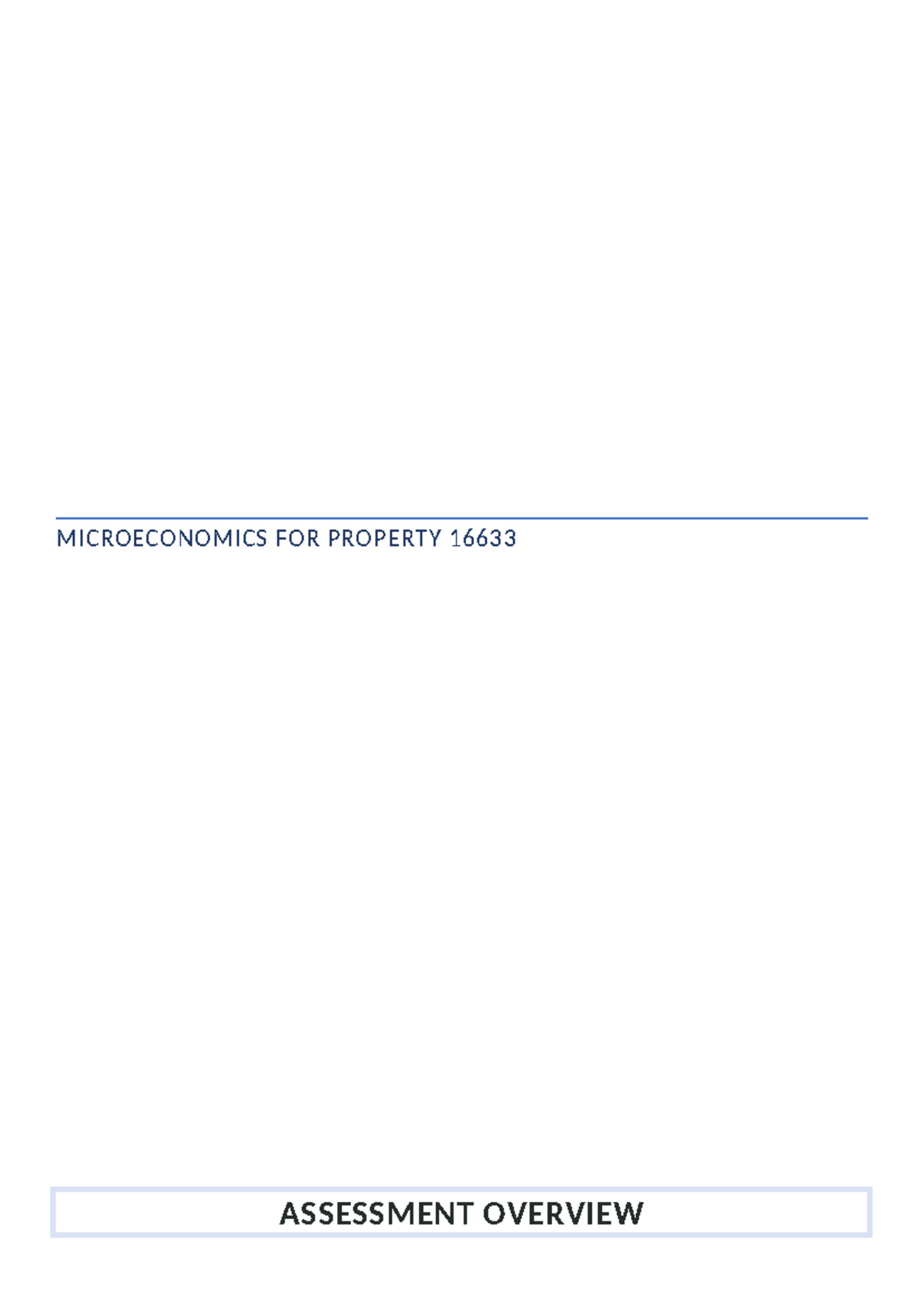 Microeconomics for Property 16633: Assessment Overview & Key Concepts ...