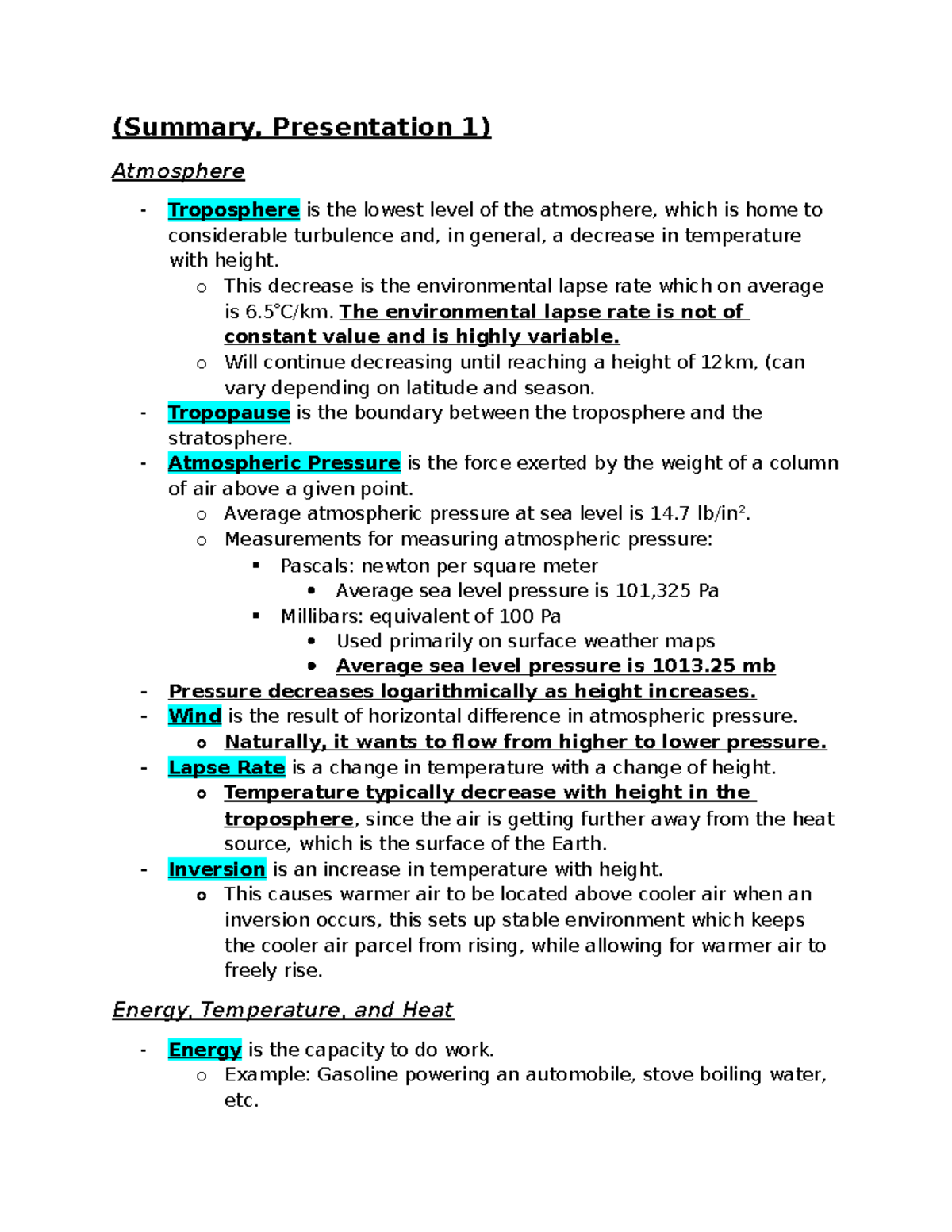 Atmospheric Concepts Overview: Key Terms & Principles (ATMO 101) - Studocu