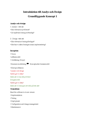 Begrepp översiktligt - Allmänna koncept i objektorienterad programmering och design Komplexitet ...