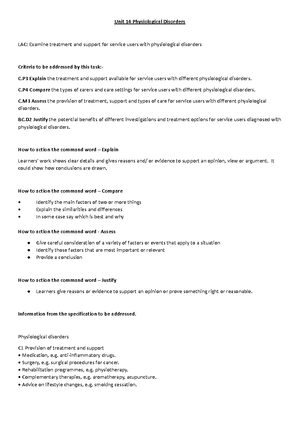 UNIT 1 - Chapter Booklet health and social care human lifespan ...