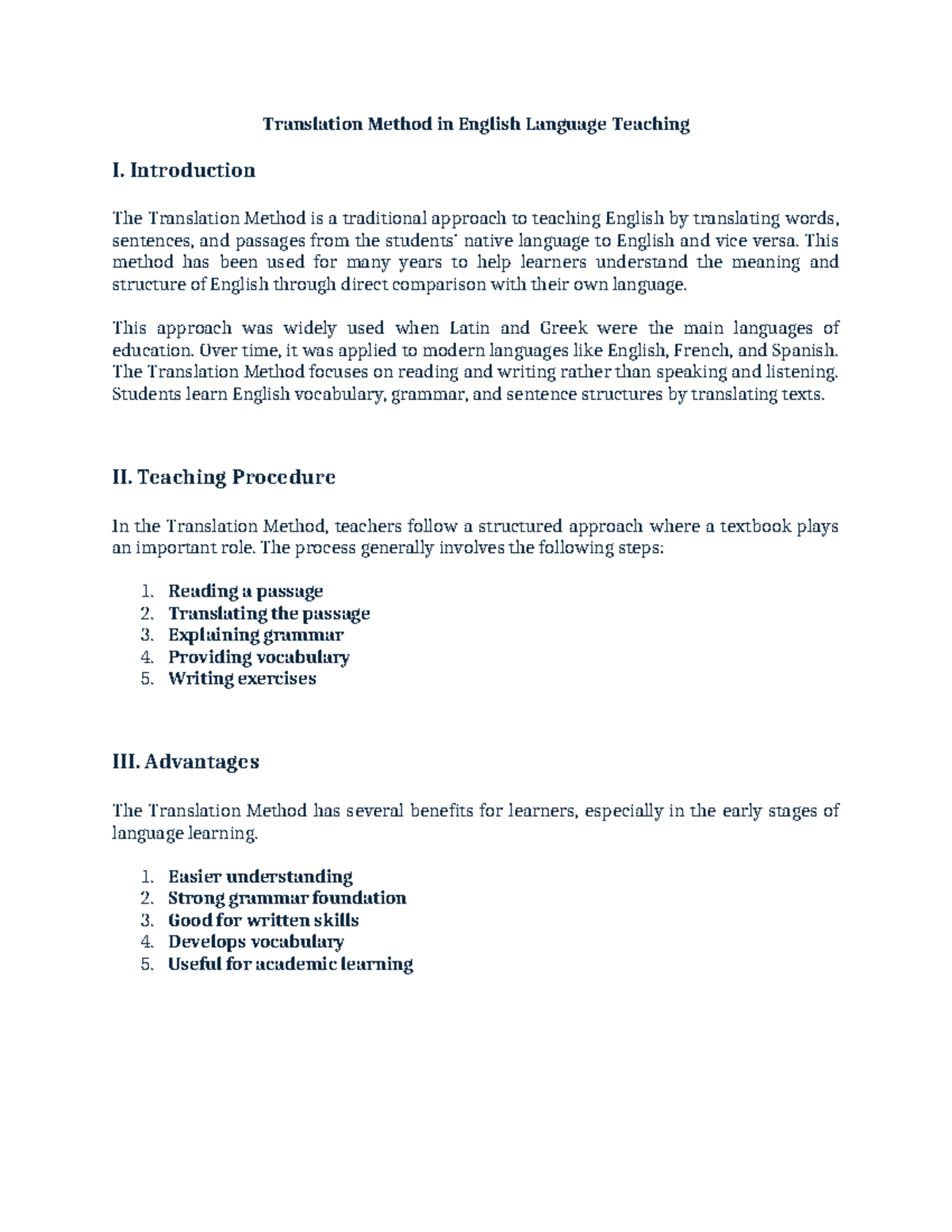 Translation Method - Introduction The Translation Method is a ...