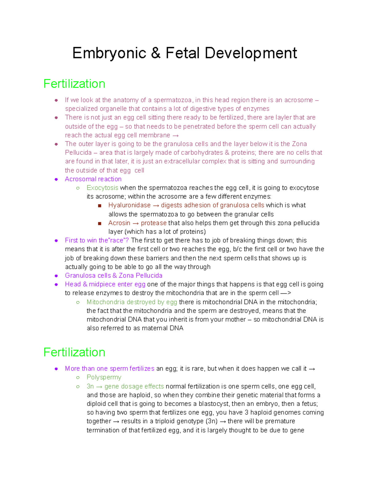 Embryonic & Fetal Development - Fast block 2. Slow block Polyspermy ...