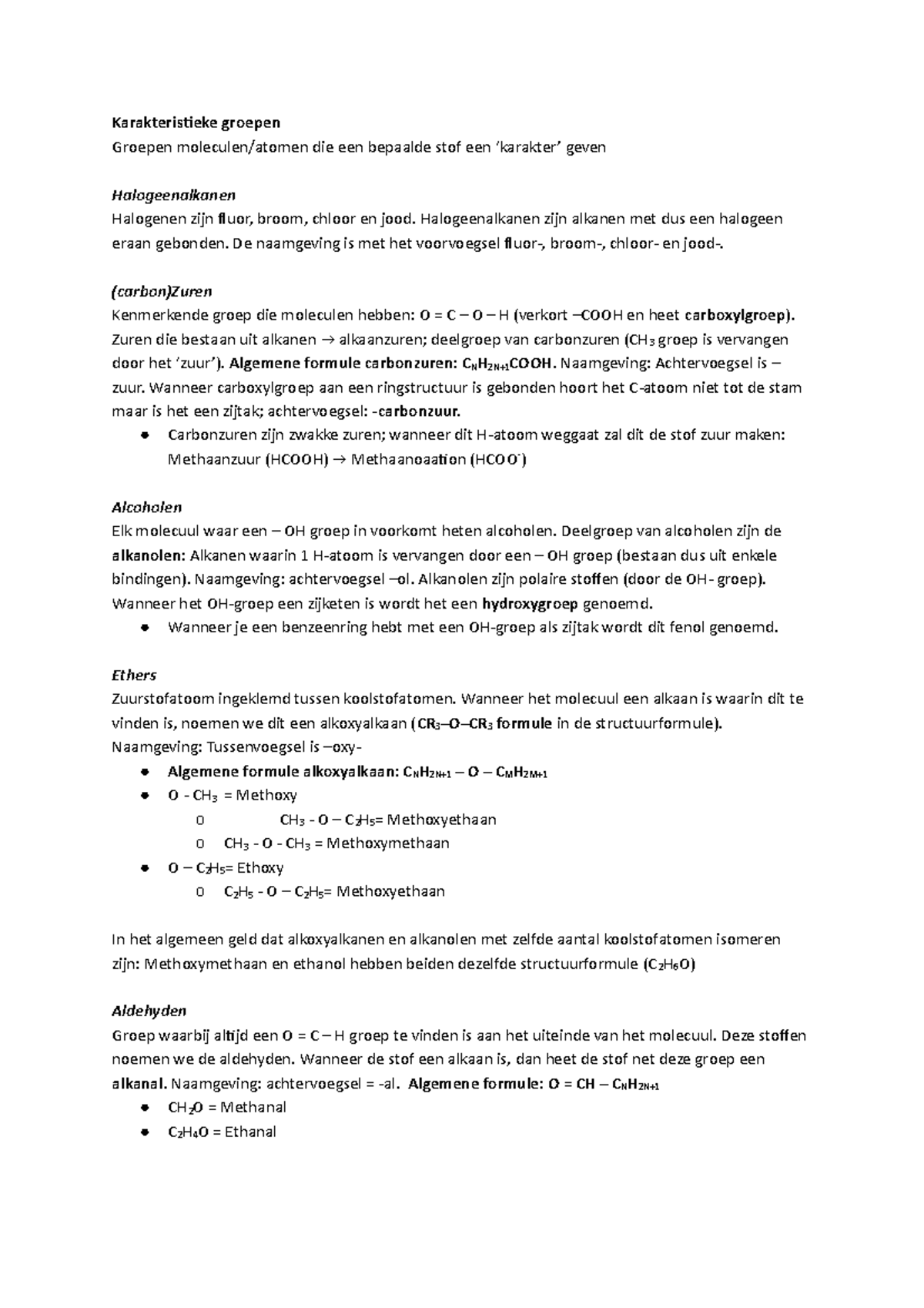 Scheikunde samenvatting: Karakteristieke groepen & Isomerie - Studeersnel