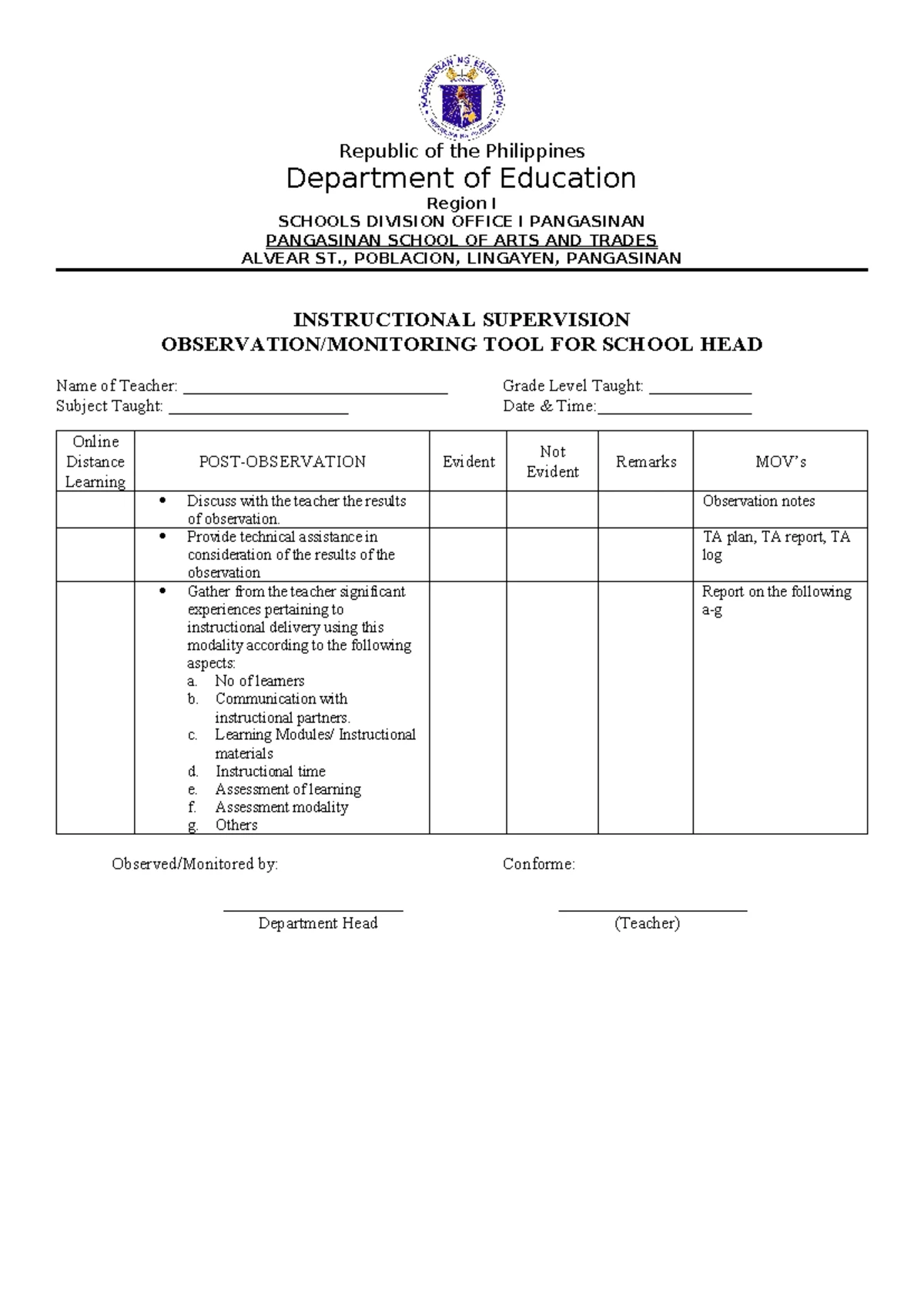 PMCF-2024-2025: Performance Monitoring & Coaching Form for SHS Grade 11 ...