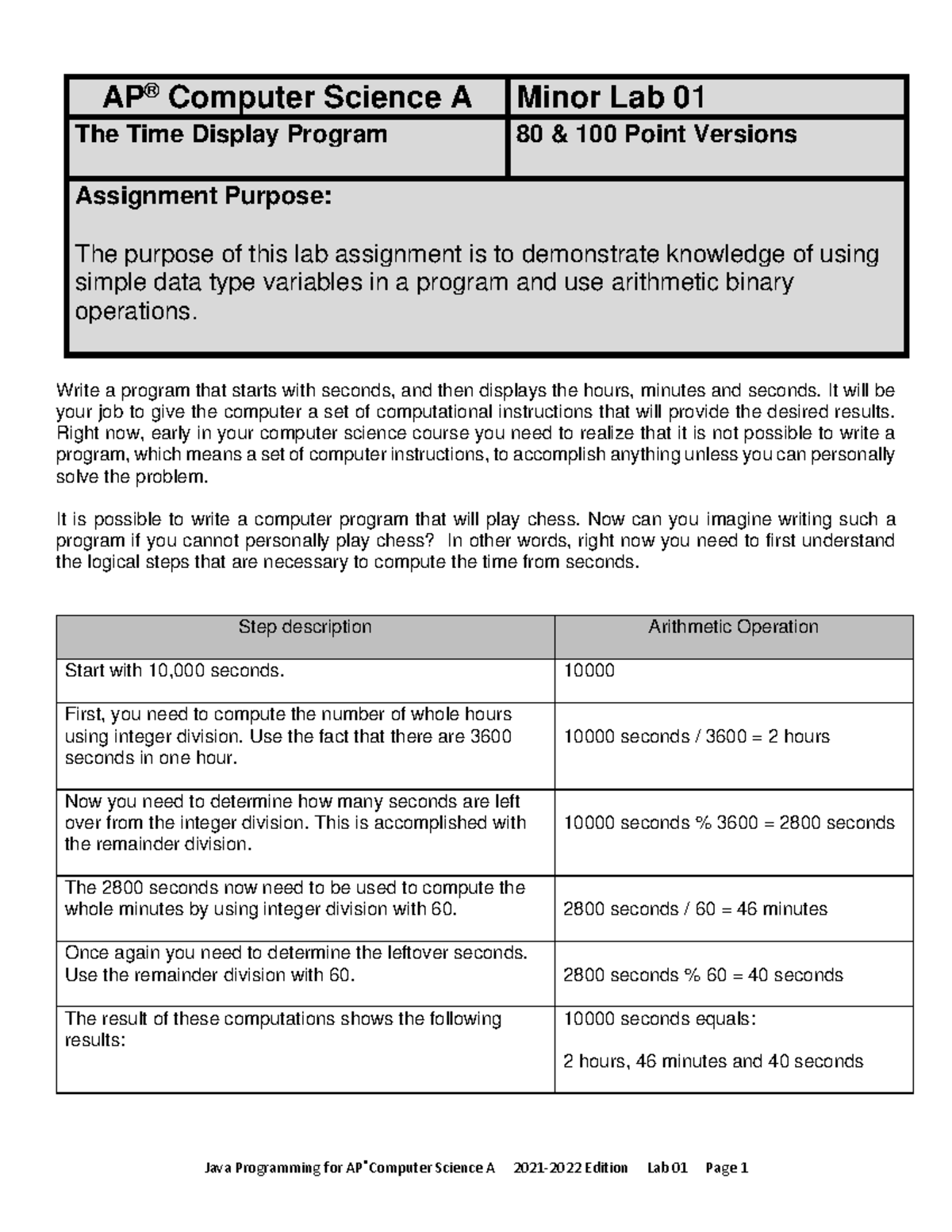 Lab01 - lab - Java Programming for AP®Computer Science A 2021 - 2022 ...