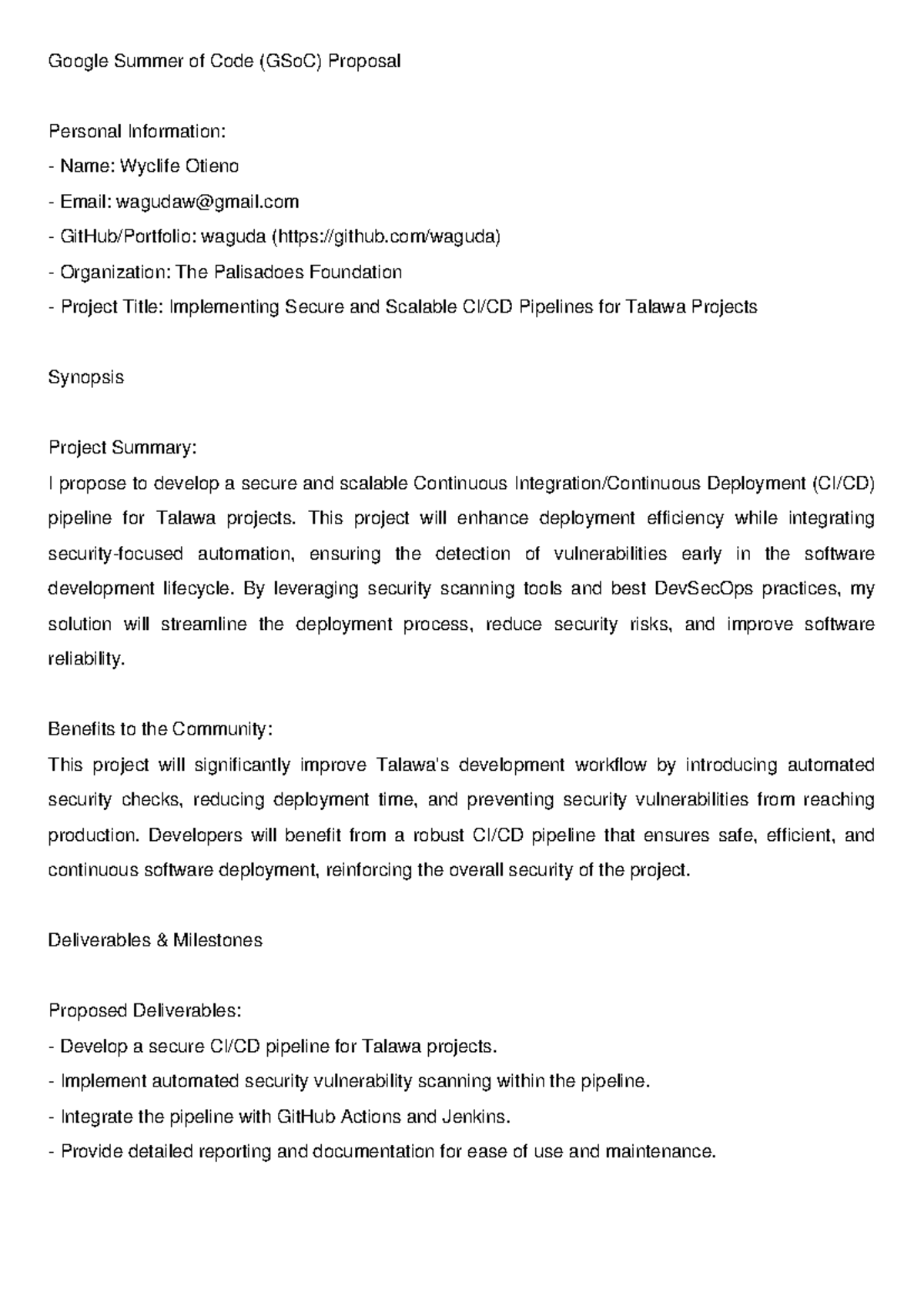 GSo C Proposal Wyclife Otieno - Google Summer of Code (GSoC) Proposal ...