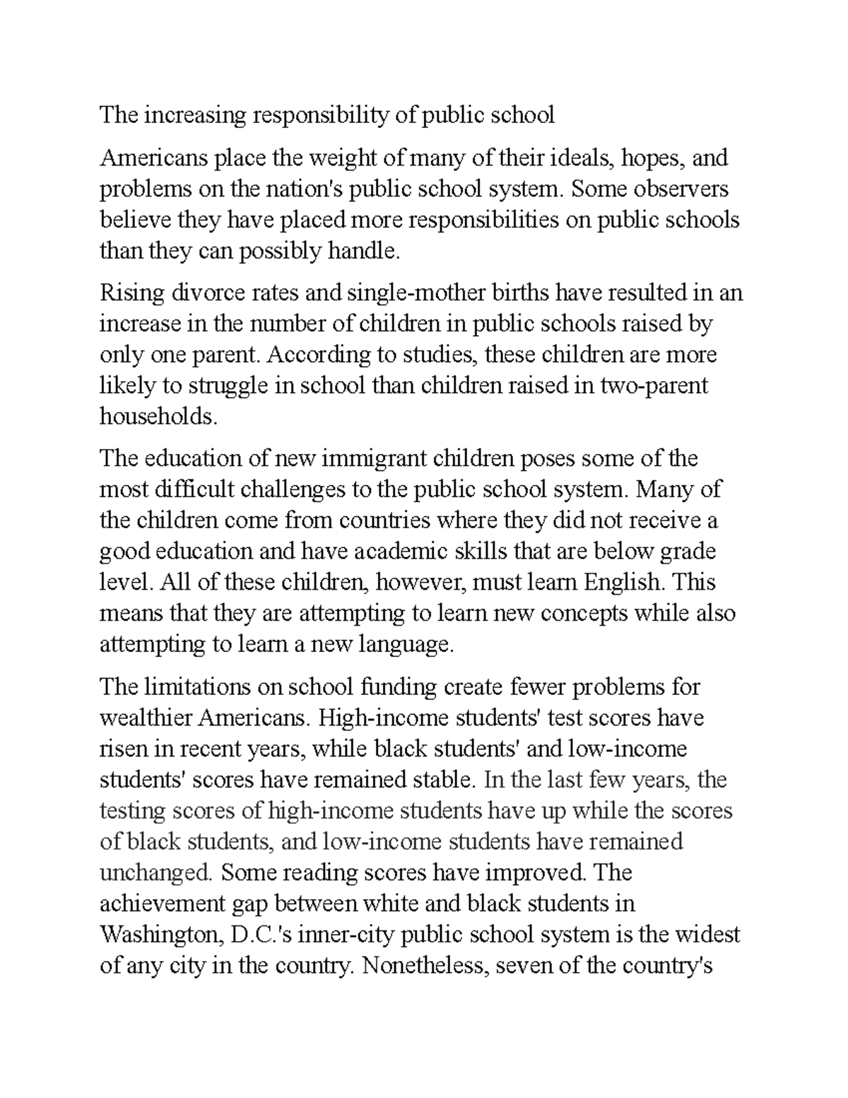 The Evolving Role of Public Schools in American Society - Studocu