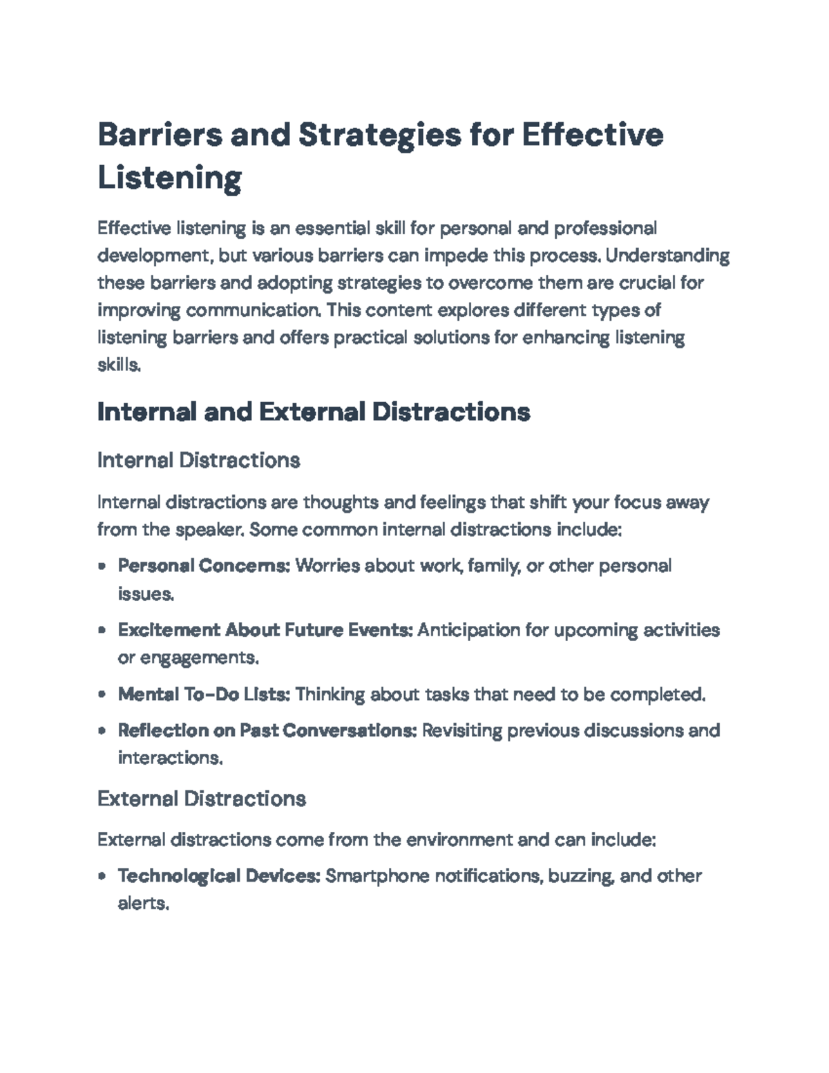 Barriers & Strategies for Effective Listening: Techniques to Enhance ...