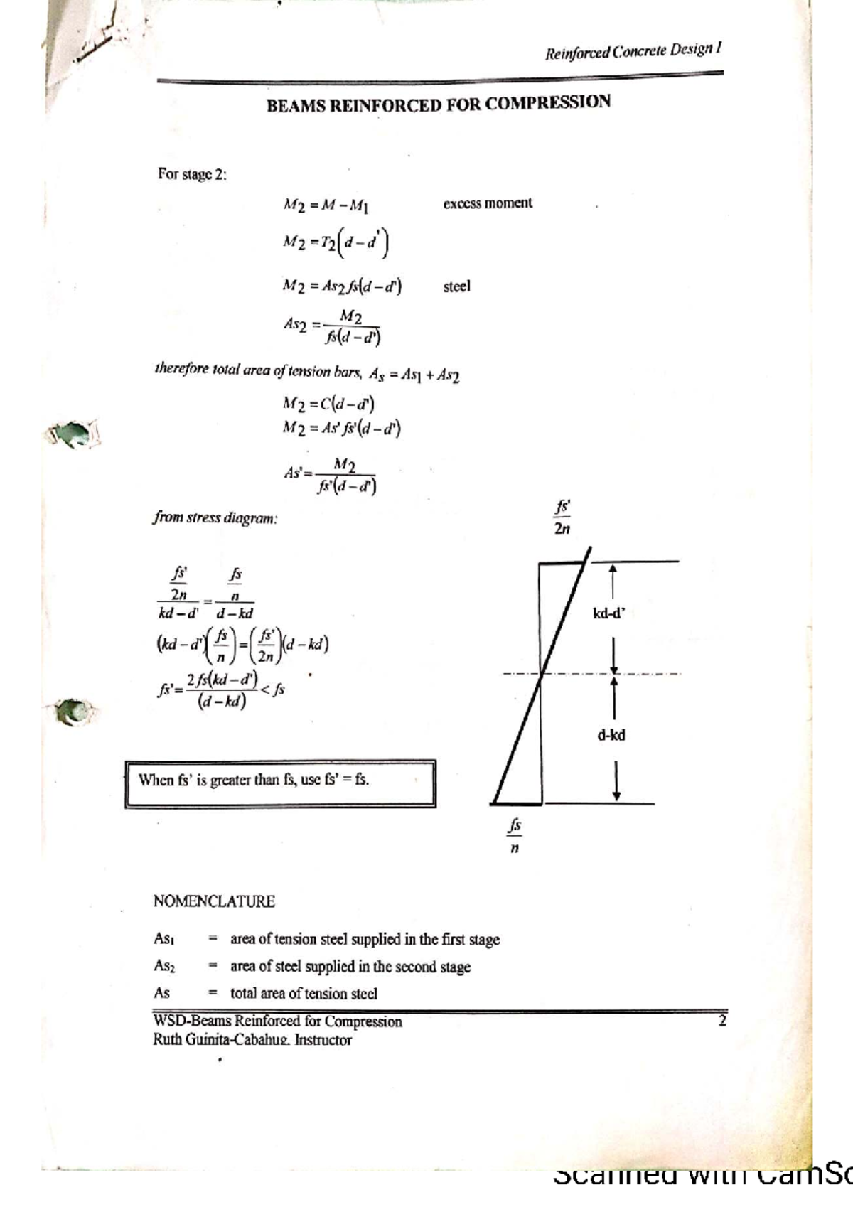 Reinforced Concrete Design I: Beams Reinforced for Compression - Studocu