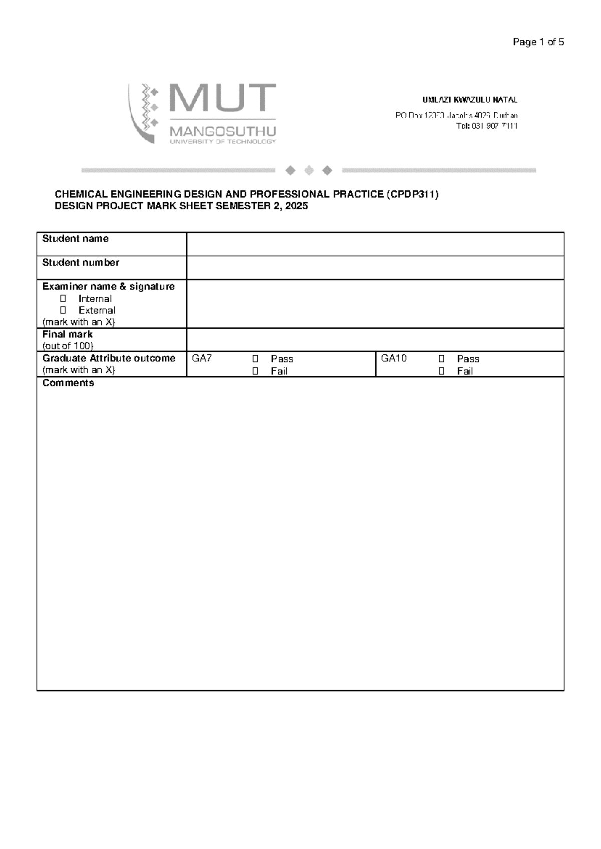 CPDP311 Final Design Project Marking Rubric - Semester 2, 2025 - Studocu