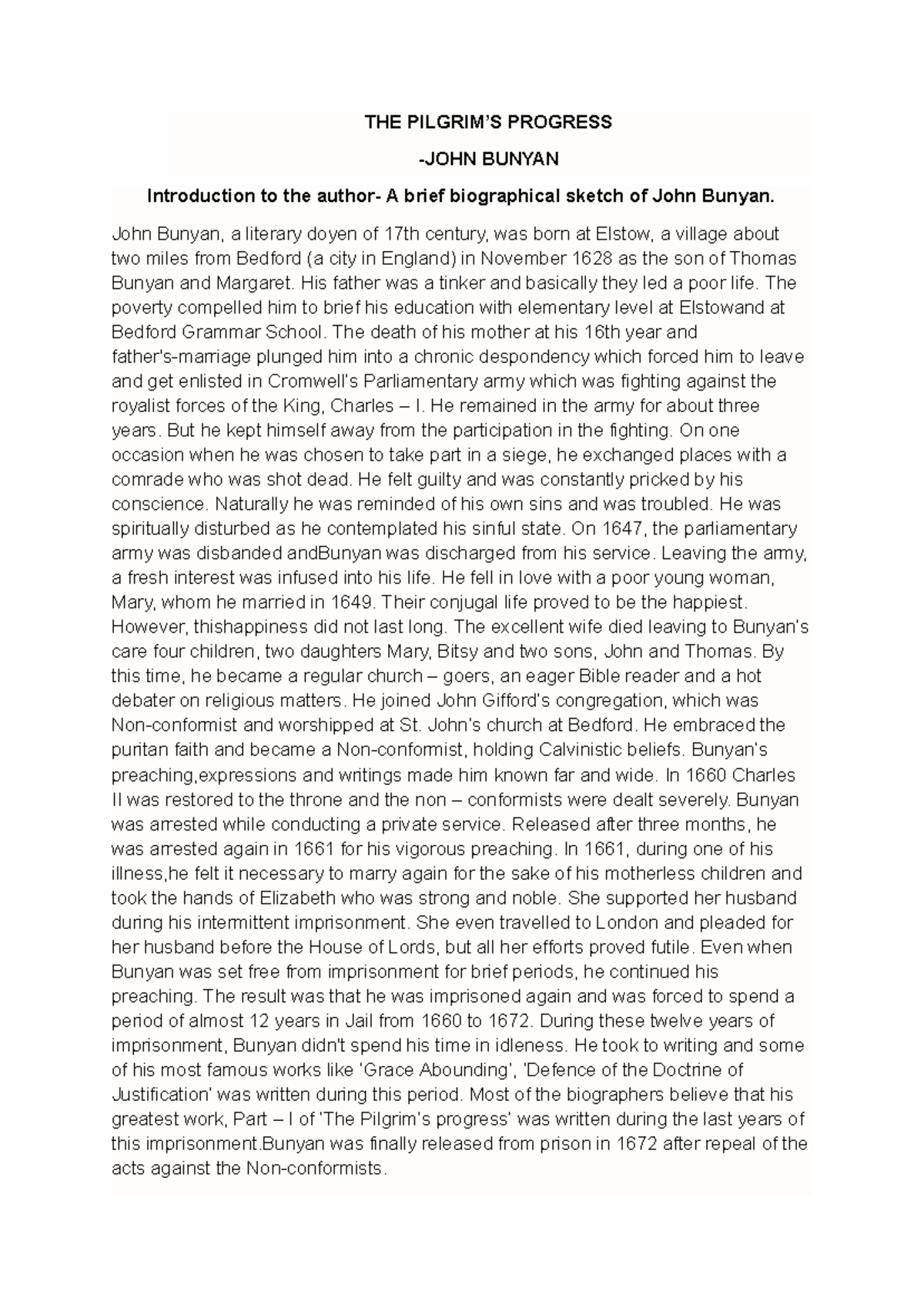 THE Pilgrim’S Progress - THE PILGRIM’S PROGRESS -JOHN BUNYAN ...