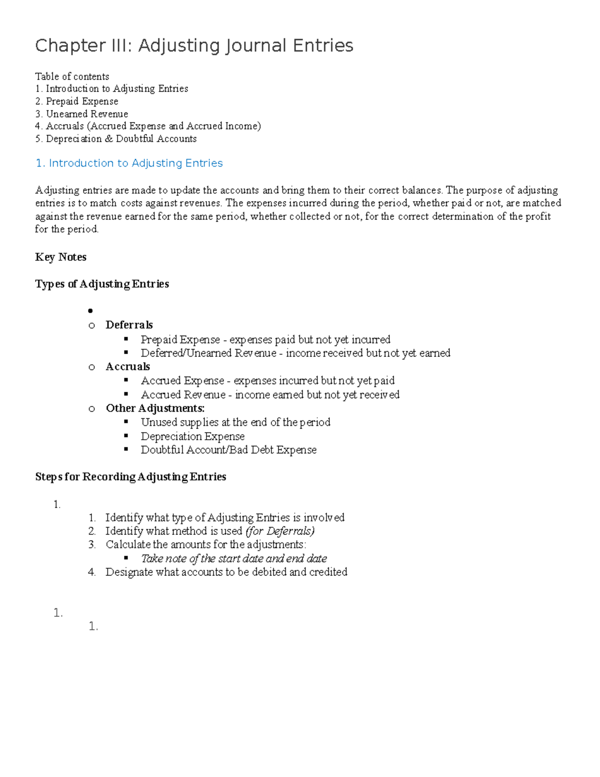 Chapter III: Adjusting Journal Entries in Accounting Principles - Studocu
