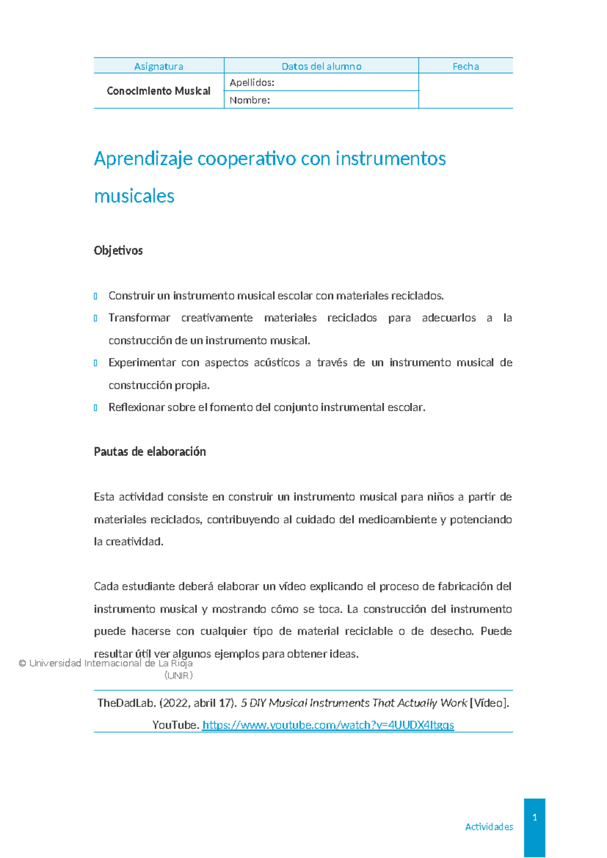 Actividades de Aprendizaje Cooperativo con Instrumentos Musicales CM ...