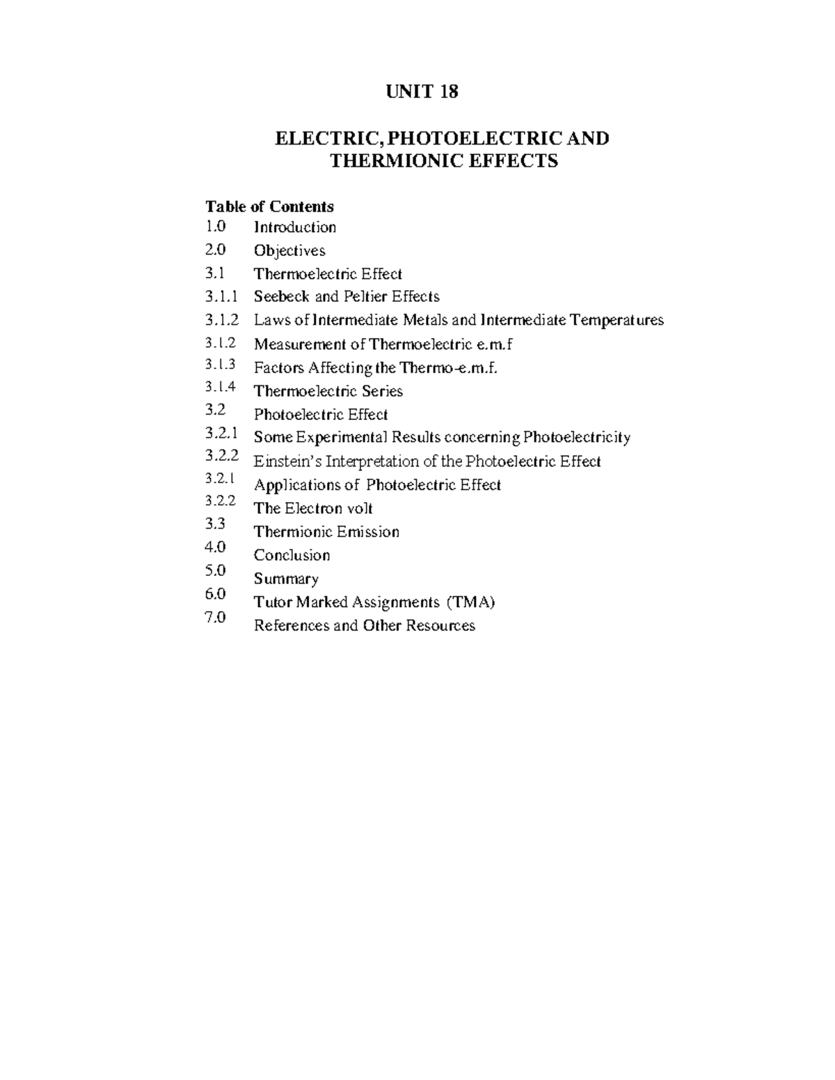 WEEK 7 UNIT 18-20: Electric, Photoelectric & Thermionic Effects - PHY 121 - Studocu