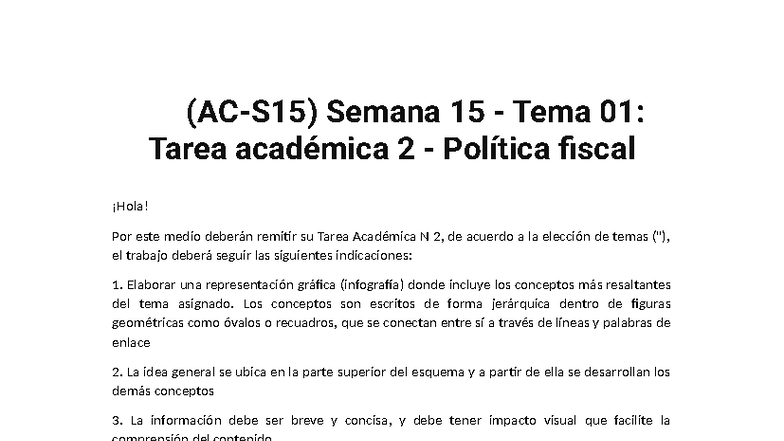 🔴 (AC-S15) Semana 15 - Tema 01: Infografía Tarea Académica 2 - Política Fiscal - Studocu