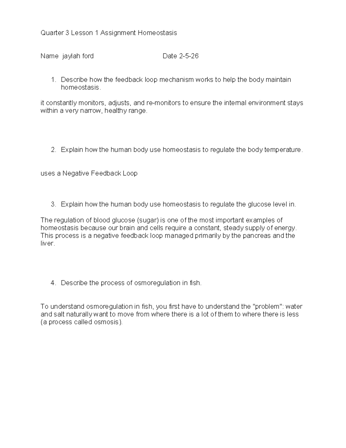 Quarter 3 Lesson 1: Homeostasis and Feedback Mechanisms - Studocu