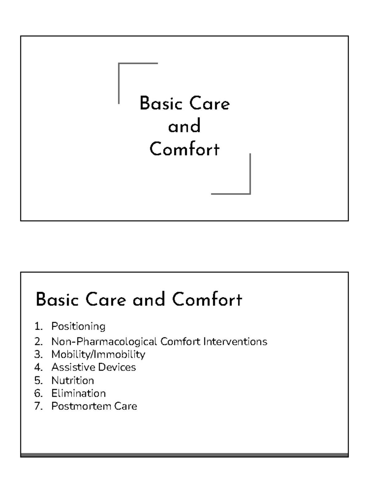 Basic needs - please read only - Basic Care and Comfort Basic Care and ...