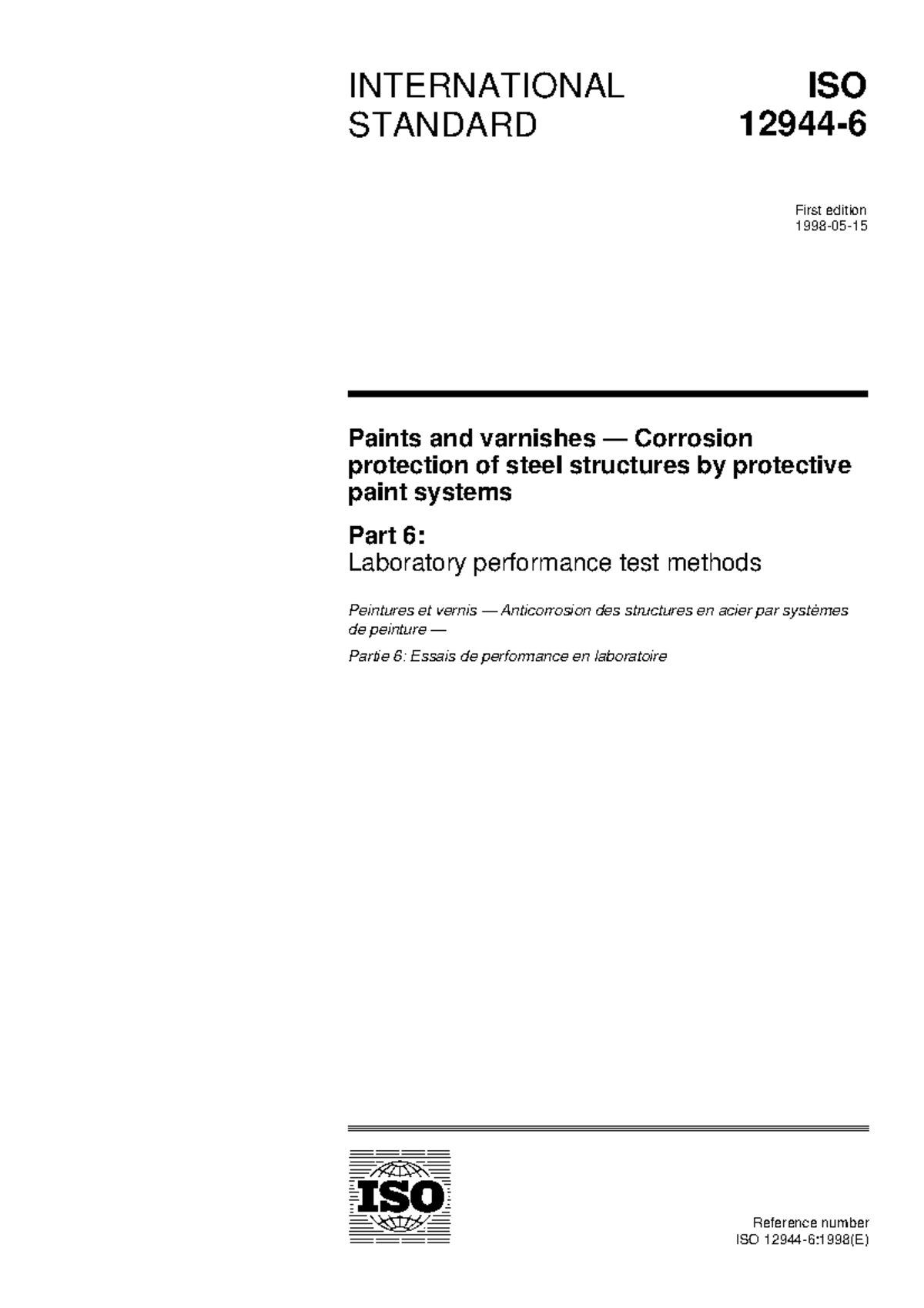 ISO 12944-6: Laboratory Performance Test Methods for Protective Paint ...