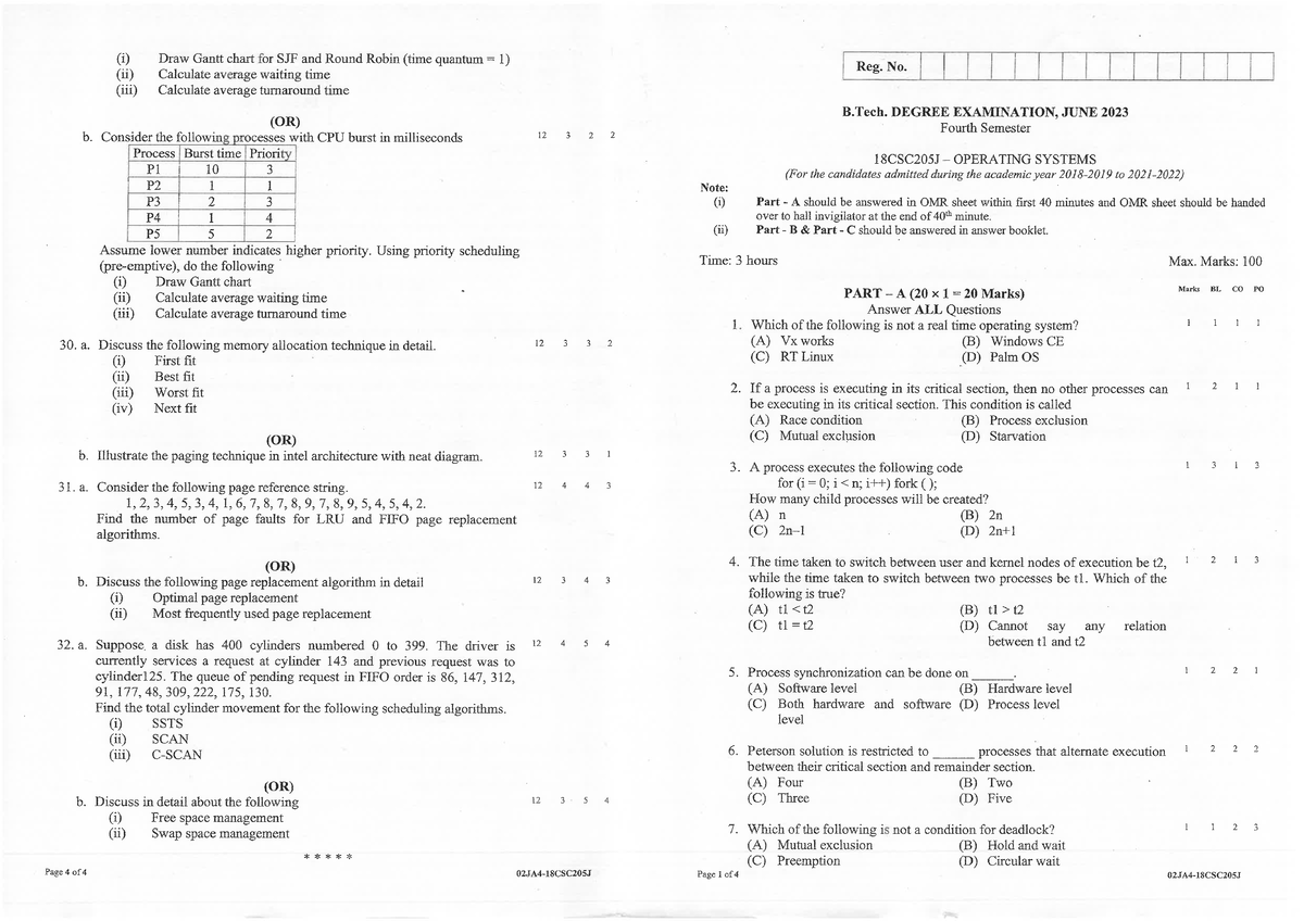OS- June 2023 - Past Year Question Paper & Solutions for Operating ...