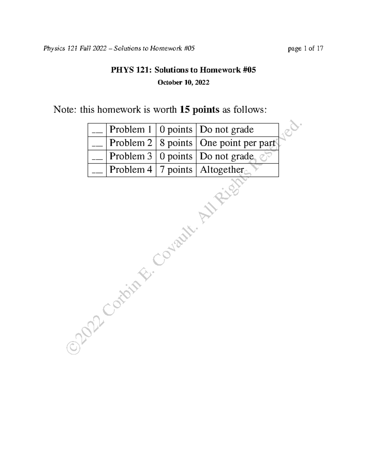 Physics 121 - Homework 5 Solution with Detailed Explanations - Studocu
