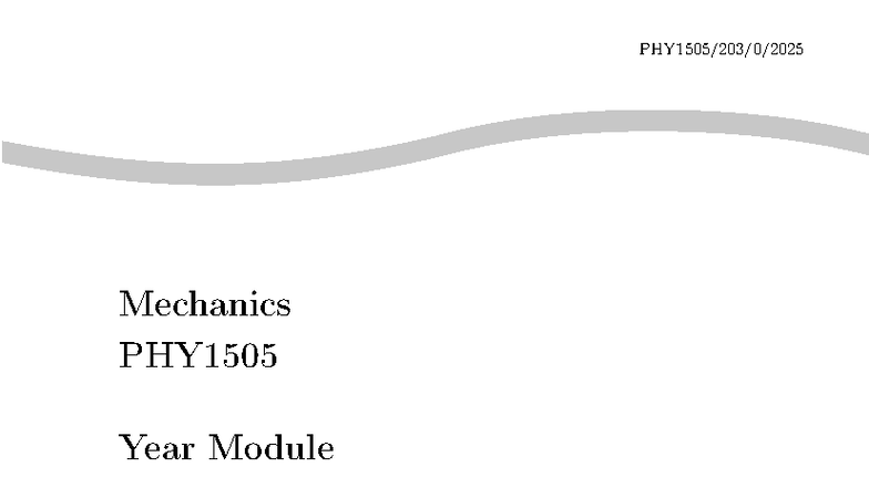 PHY1505 Mechanics Assignment 04 Memo (2025) - Studocu