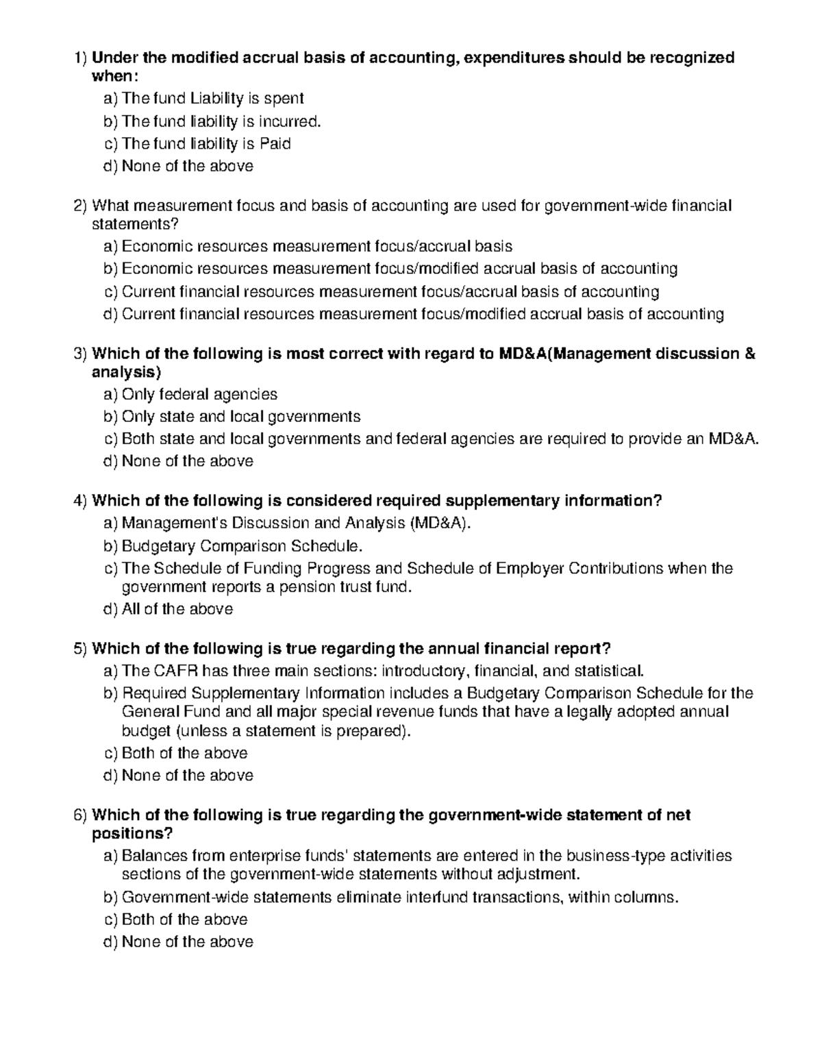 Final Exam on Regulatory Accounting Principles and Standards - 1) Under ...