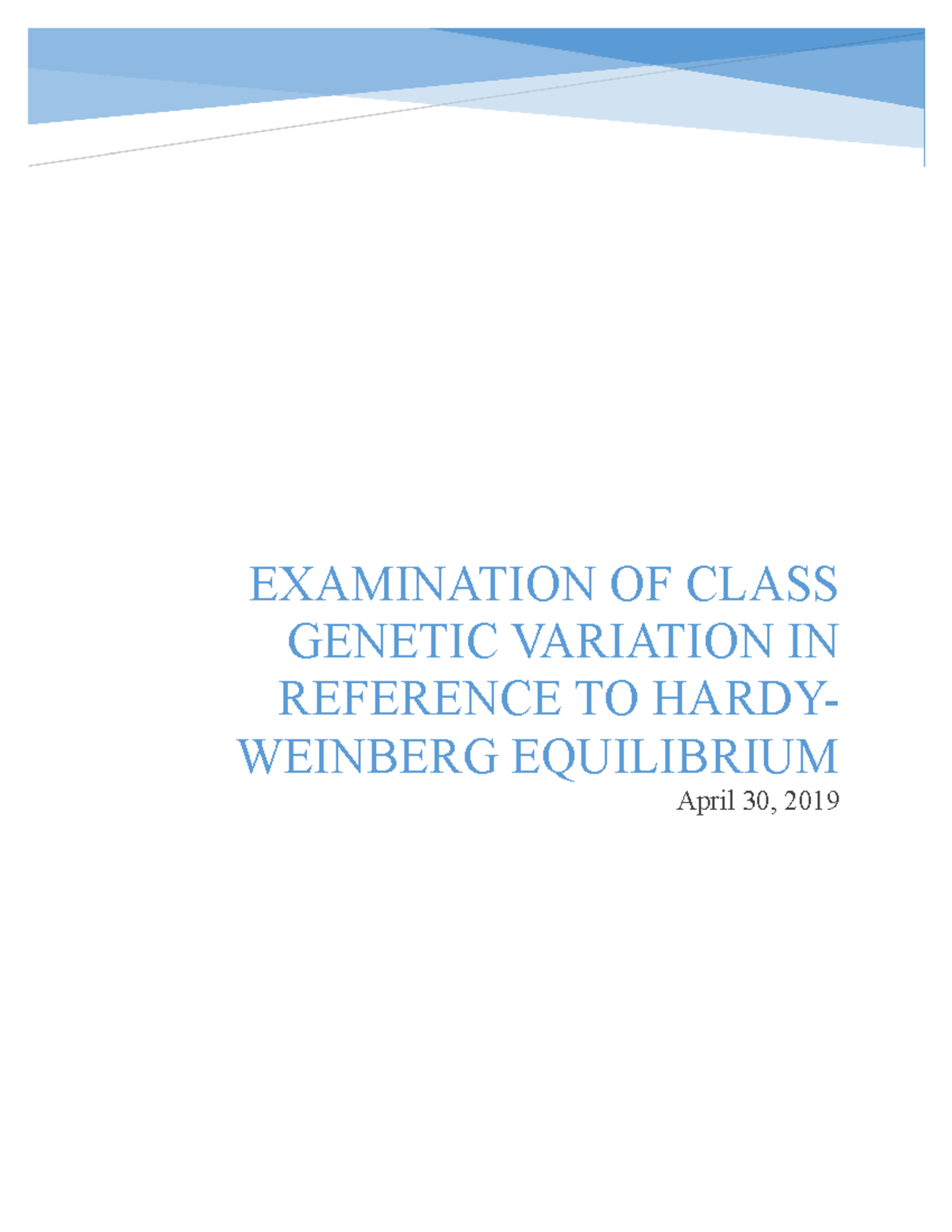 BIOL1411 Lab Report 2: Genetic Variation & Hardy-Weinberg Equilibrium ...