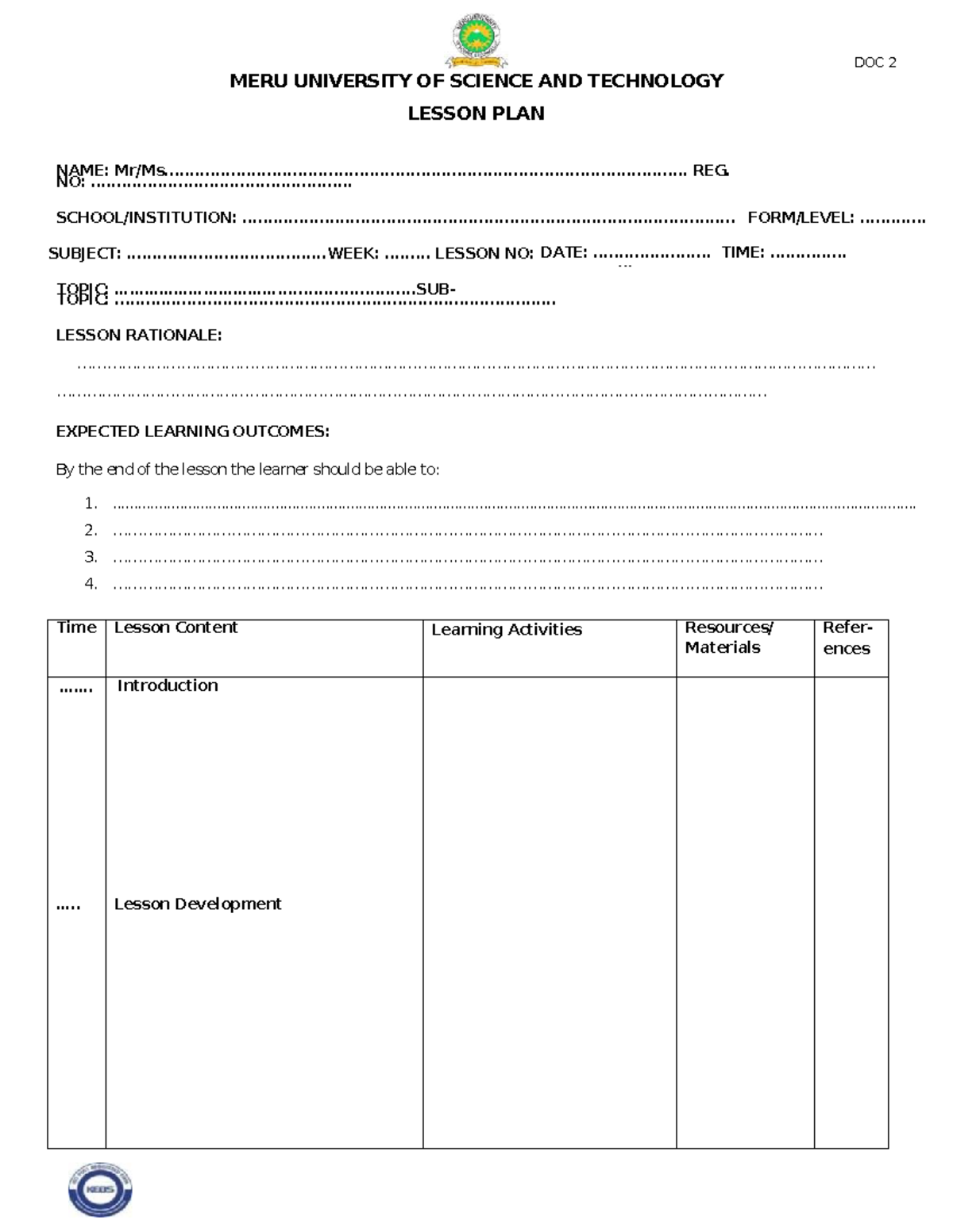 Converted 6.- Lesson-PLAN- Template - DOC 2 MERU UNIVERSITY OF SCIENCE ...