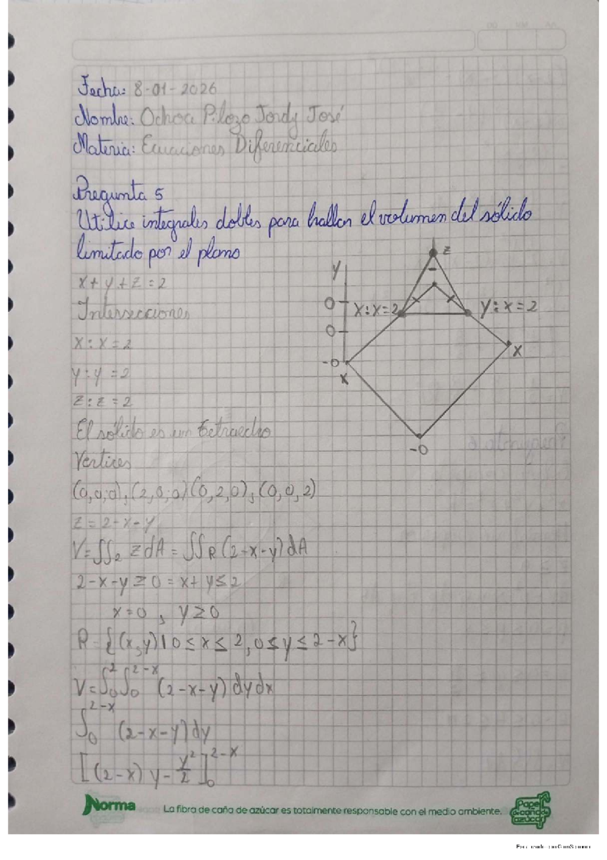 Actividad 8 - Integrales Dobles y Volumen de Sólidos - Educiones ...