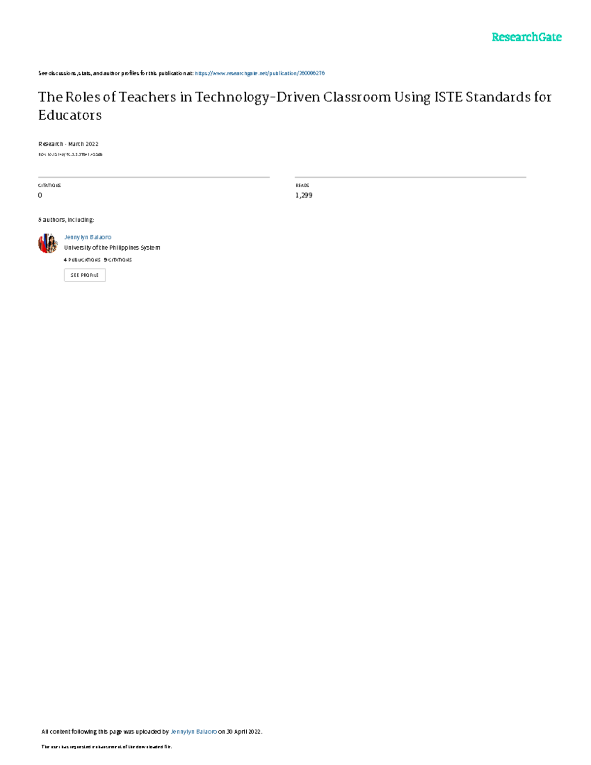 The Roles of Teachers in Technology-Driven Classrooms: ISTE Standards ...