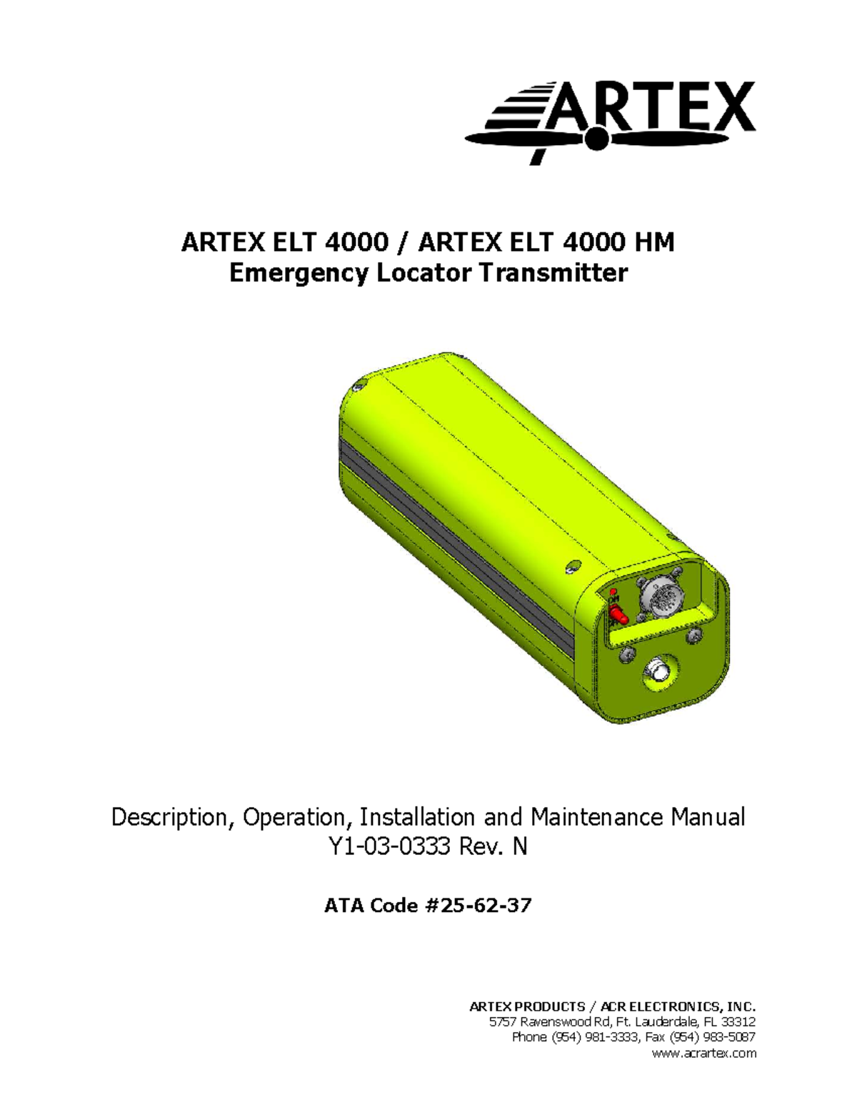 ARTEX ELT HM Manual: Description, Operation, Installation & Maintenance ...