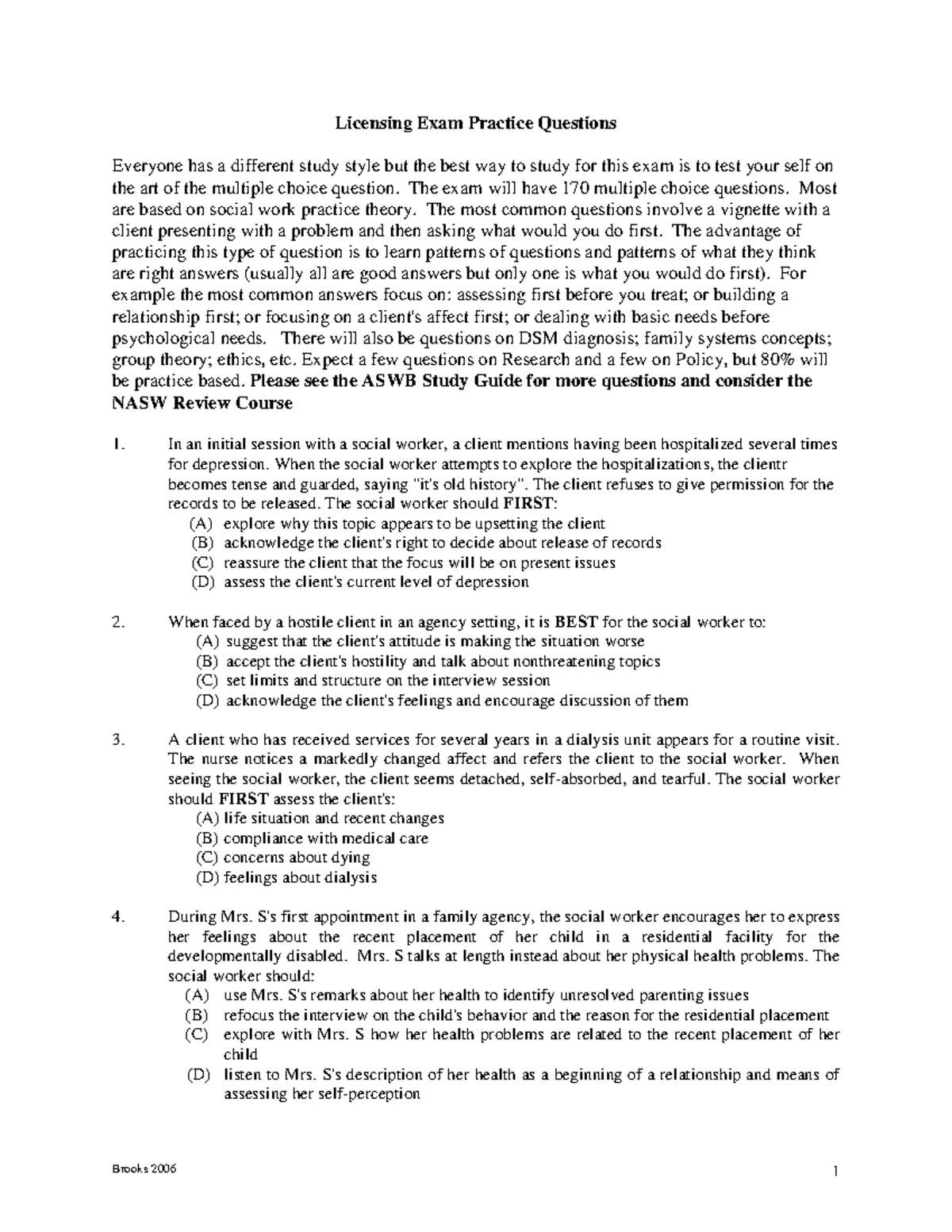Licensing Exam Practice Questions: Strategies for Success - Studocu