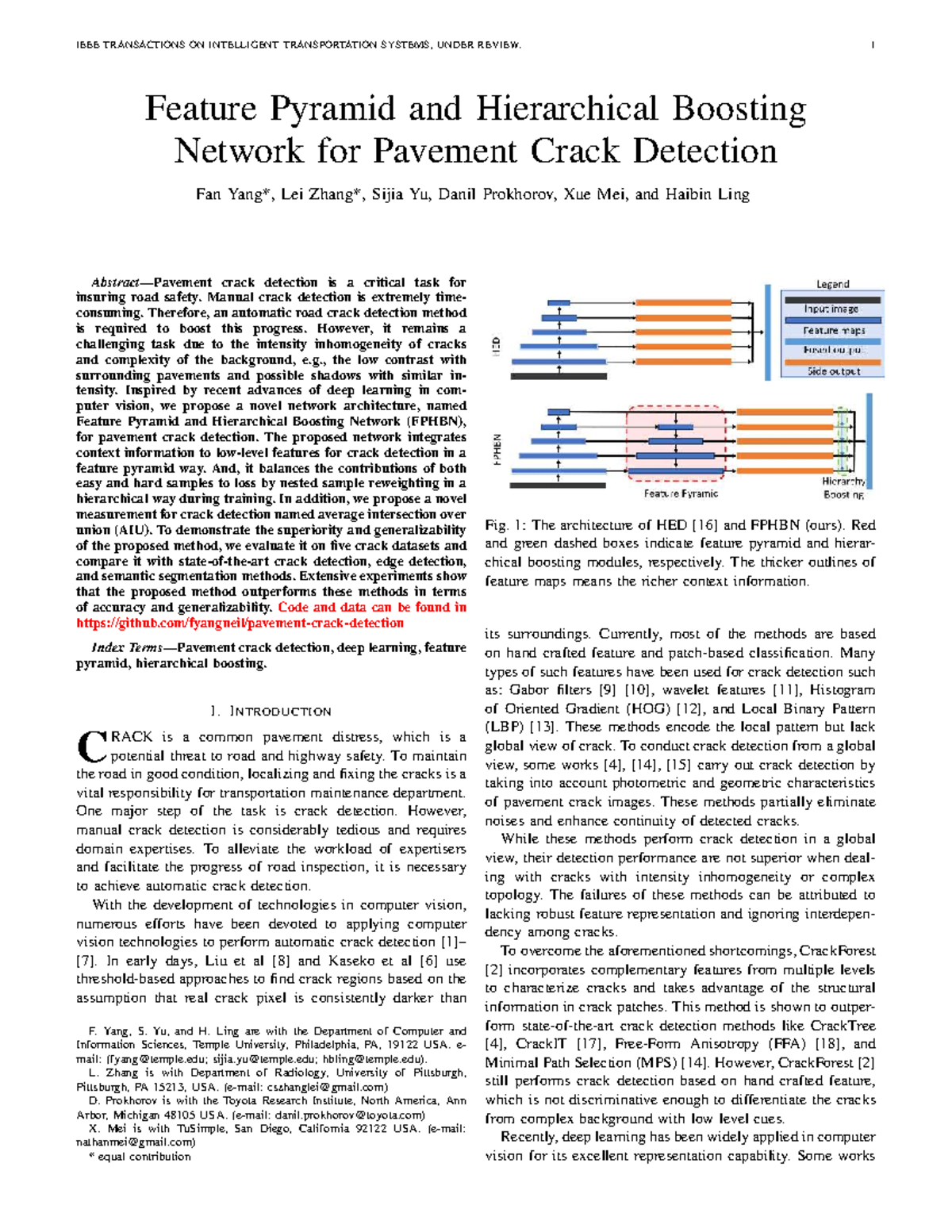 Feature Pyramid and Hierarchical Boosting Network for Pavement Crack ...