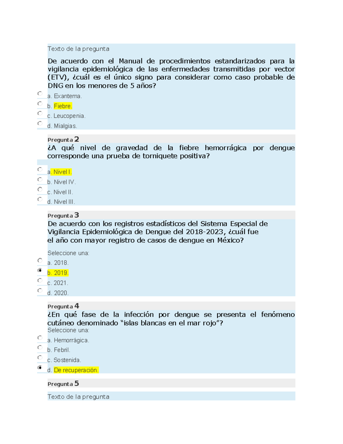 Examen Final de Dengue ETV101: Preguntas y Respuestas - Studocu