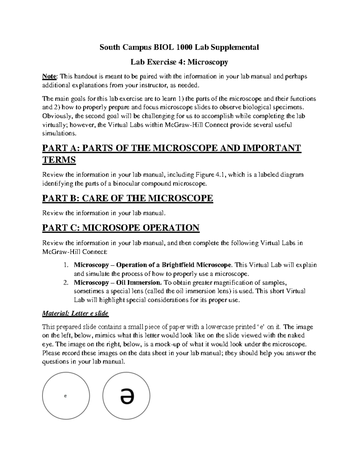 BIOL 1000 Lab Ex04: Microscopy Techniques and Virtual Labs Guide - Studocu