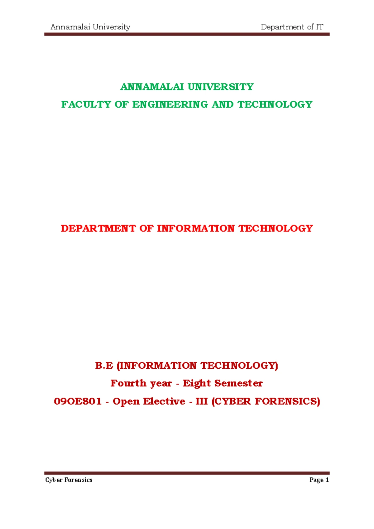 Cyber Forensics Lecture Notes Unit 3 I Syllabus Introduction Computer Forensics