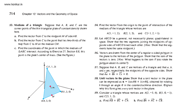 714 Chapter 12 Vectors and the Geometry of Space - Medians of a ...