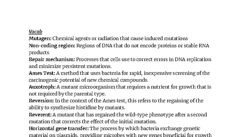 Mechanisms of Microbial Evolution & Ames Test Overview | BIO230 - Studocu