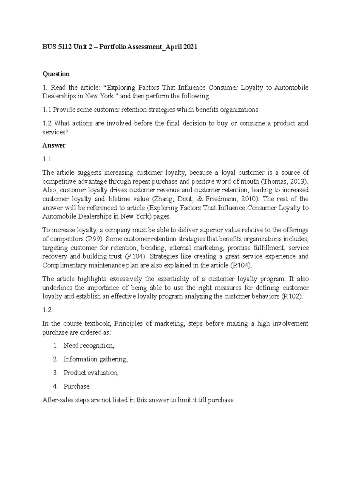 MBA BUS 5112 Unit 2 written assignment - BUS 5112 Unit 2 – Portfolio ...