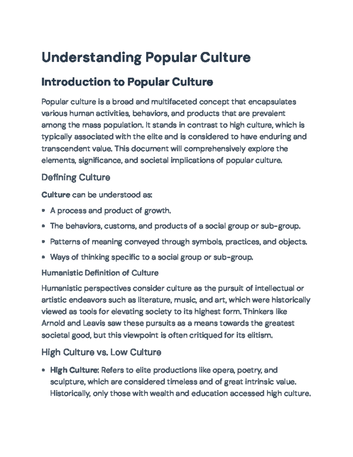 Understanding Popular Culture: Frameworks and Societal Implications ...