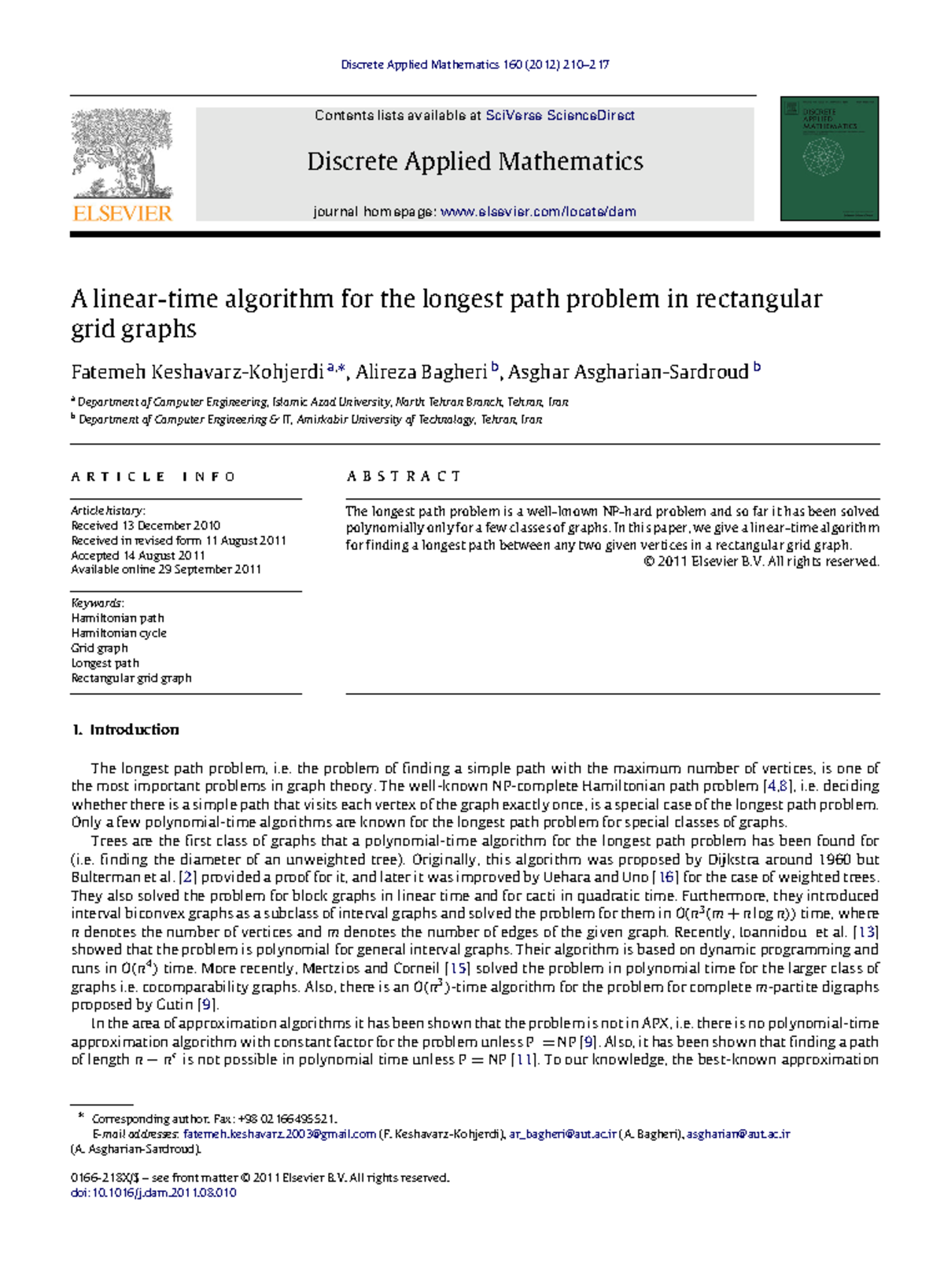 Rectangular grid grahps - Discrete Applied Mathematics 160 (2012) 210 ...