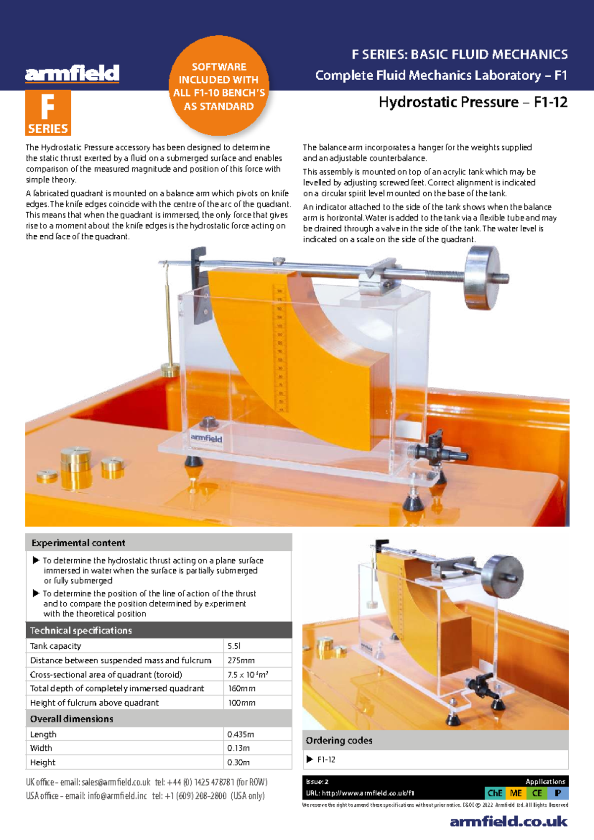 Armfield-F1-12 Data Sheet v2b-web - armfield.co We res erv e t h e rig ...