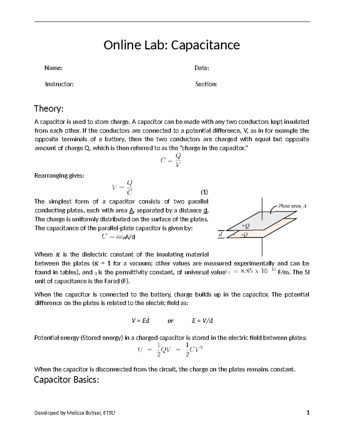 Physics Lab: Capacitance Practical Report (Course Code: lerr5r) - Studocu