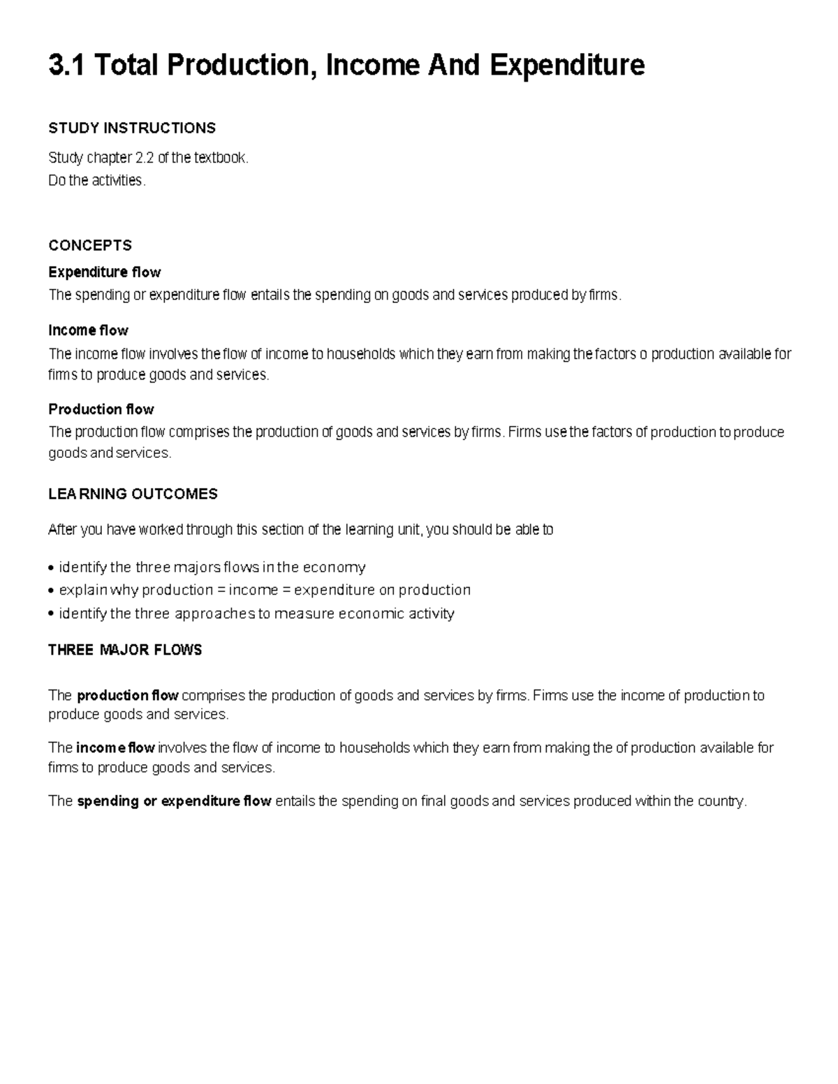 3.1 Total Production, Income, and Expenditure: Key Concepts and ...