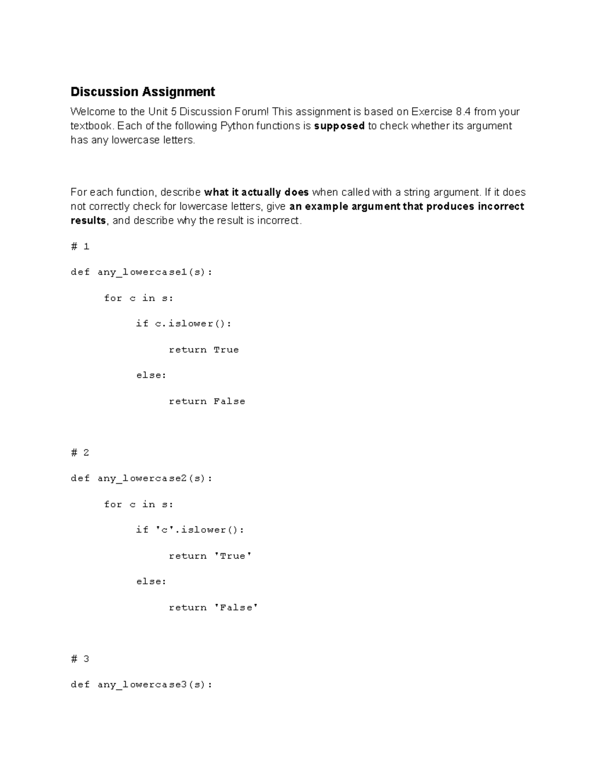 Cs 1101 Unit 5 Discussion Assignment Discussion Assignment Welcome To The Unit 5 Discussion