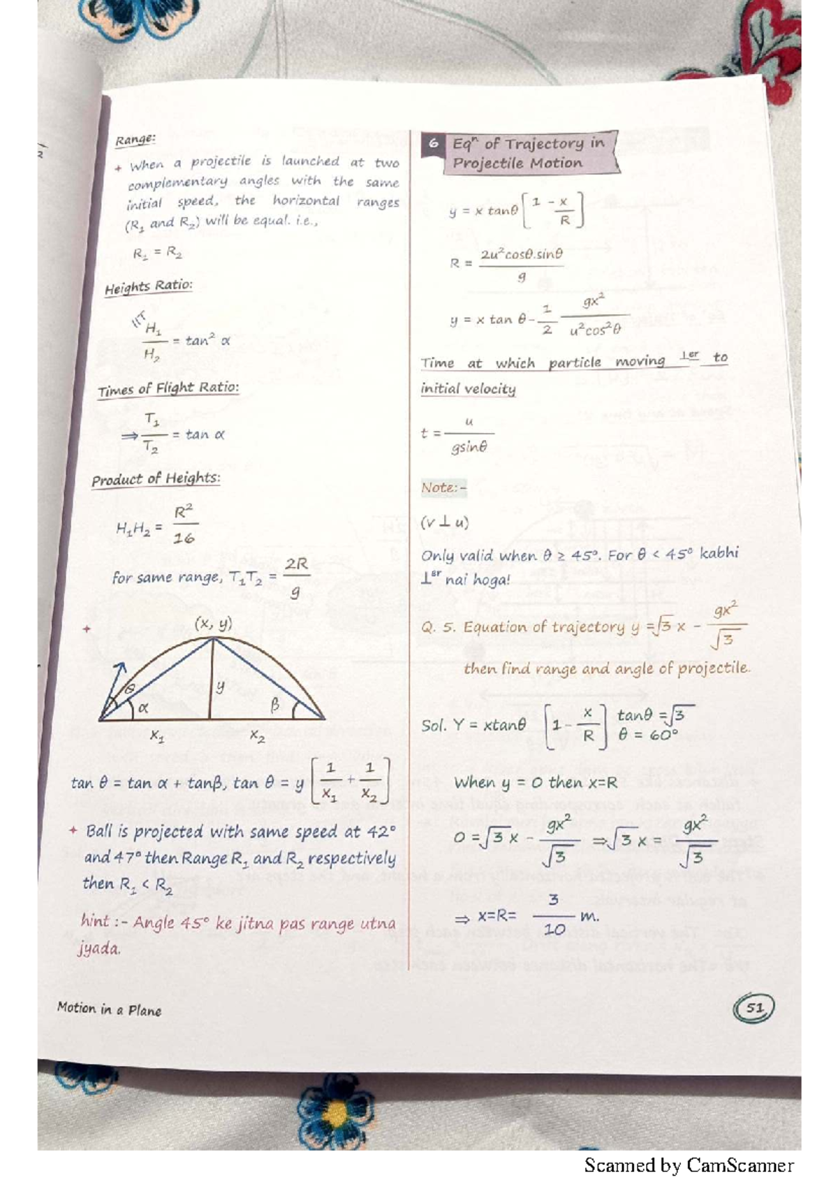 Projectile Motion: Range and Trajectory Equations (PHYS 101) - Studocu