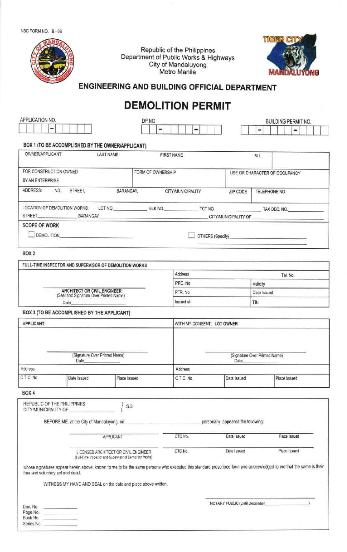 Demolition Permit Application - DP No. for School Purposes - Studocu