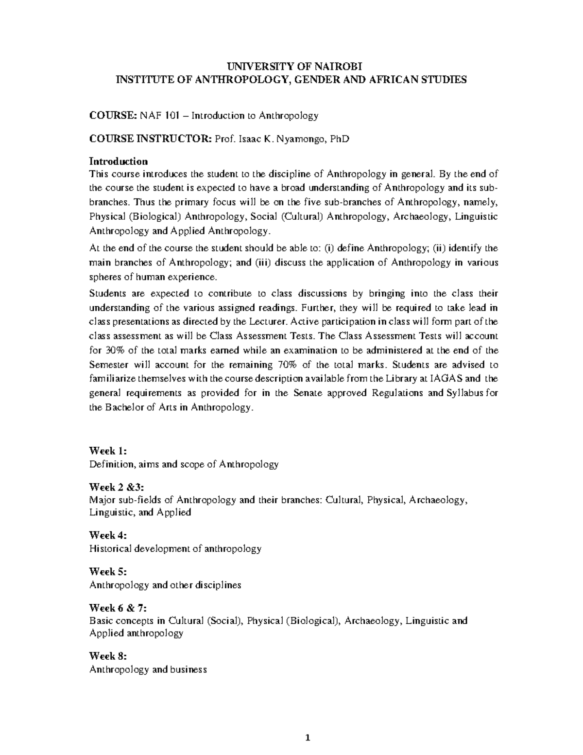 NAF 101 - Intro to Anthropology: Course Overview & Key Concepts - Studocu
