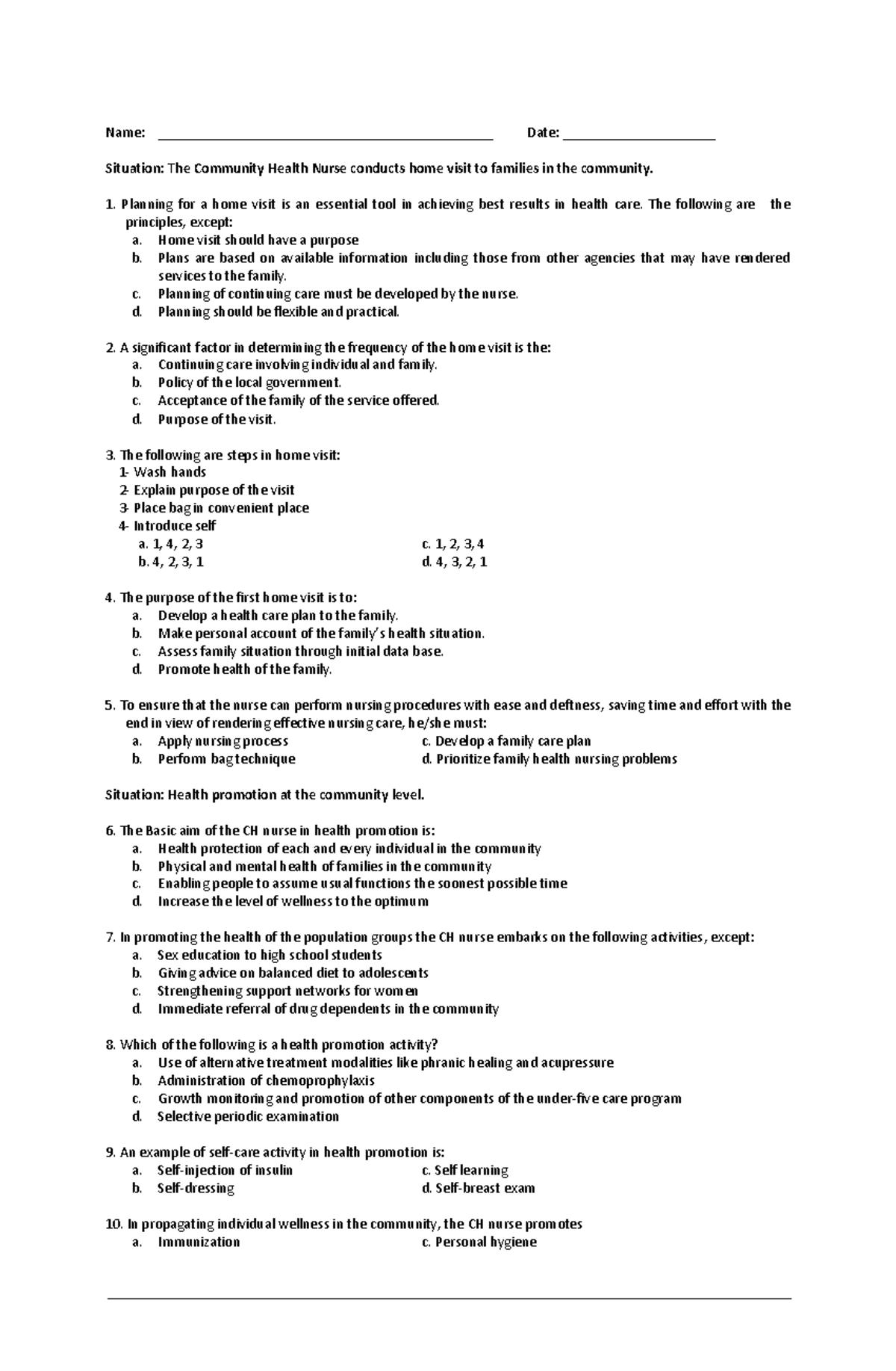CHN-1 - Community Health Nursing Study Guide and Exam Prep Notes - Studocu